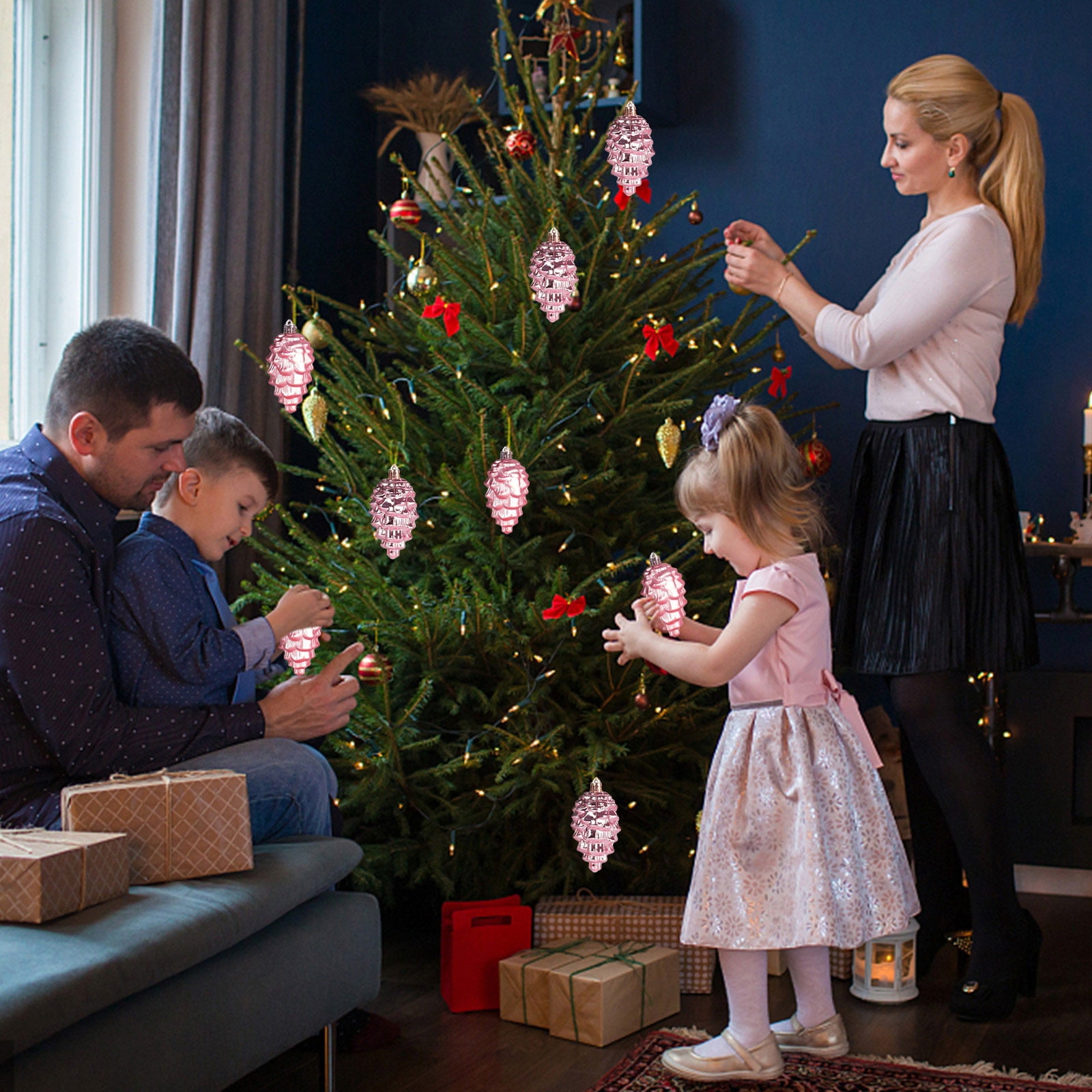 Dongrere 8Pcs Starfruit-Shaped Christmas Tree Ornaments Sparkling ...