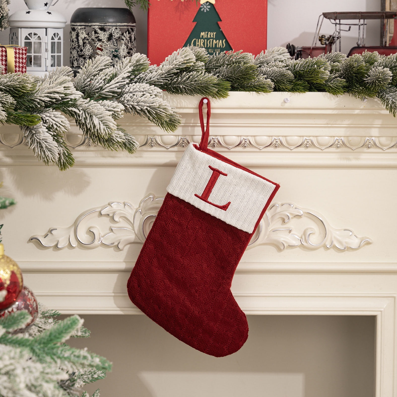 Dongrere Alphabet Christmas Stockings for Mantle Decor Personalized ...