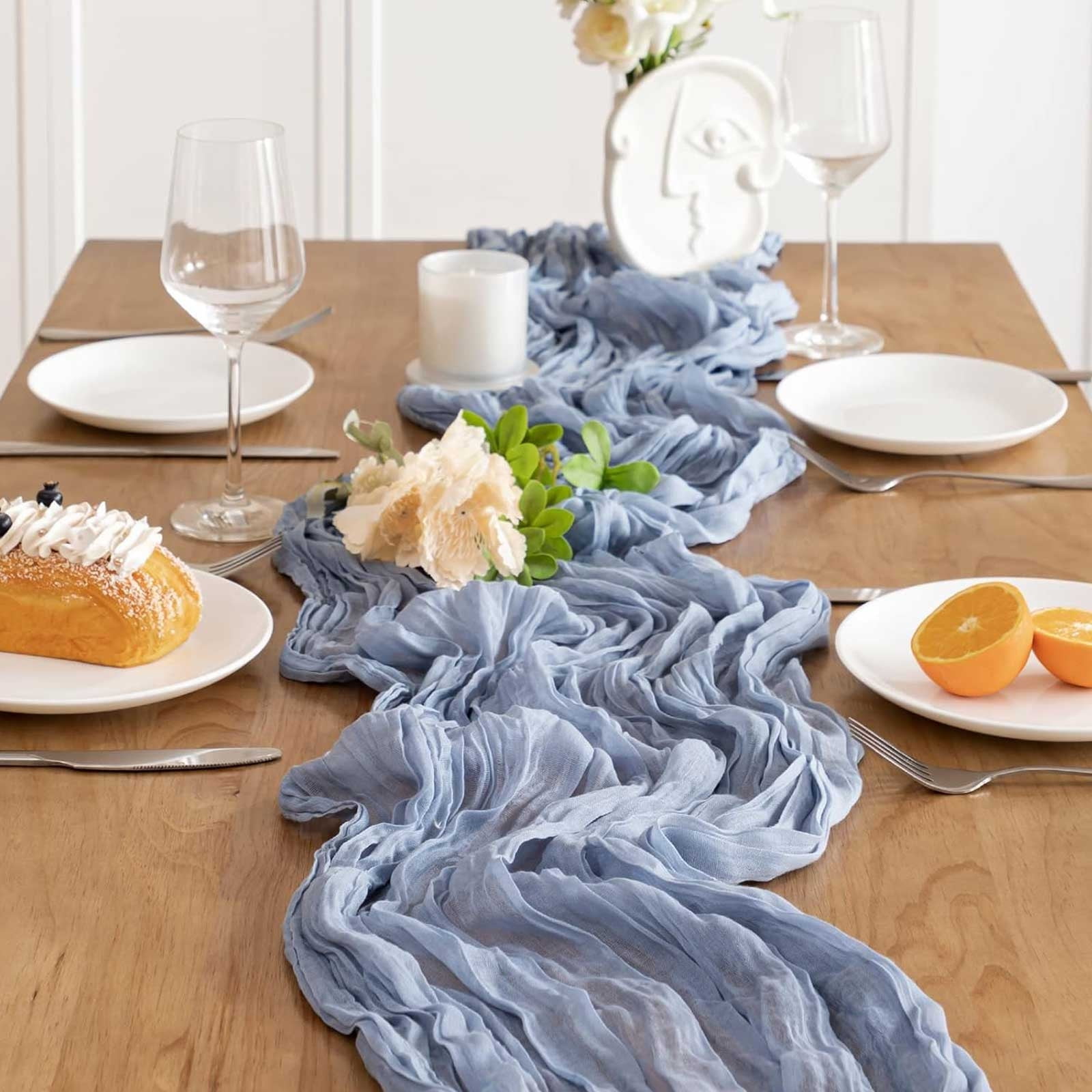 Dongrere 35.43x118 in Gauze Translucent Table Runner for Wedding Decor ...