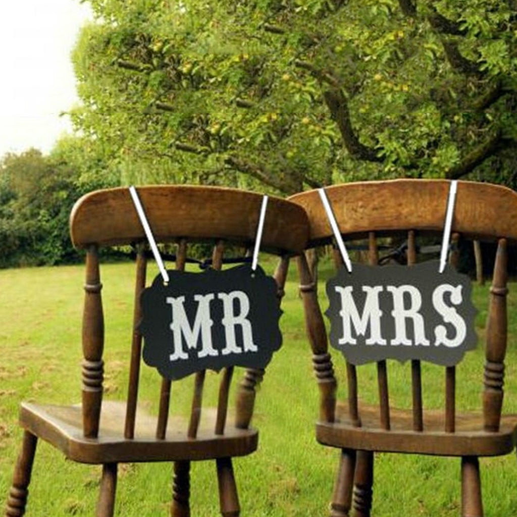 Dongrere MR&MRS Hanging Plaques Photo Props Chair Signs Wedding Decor ...