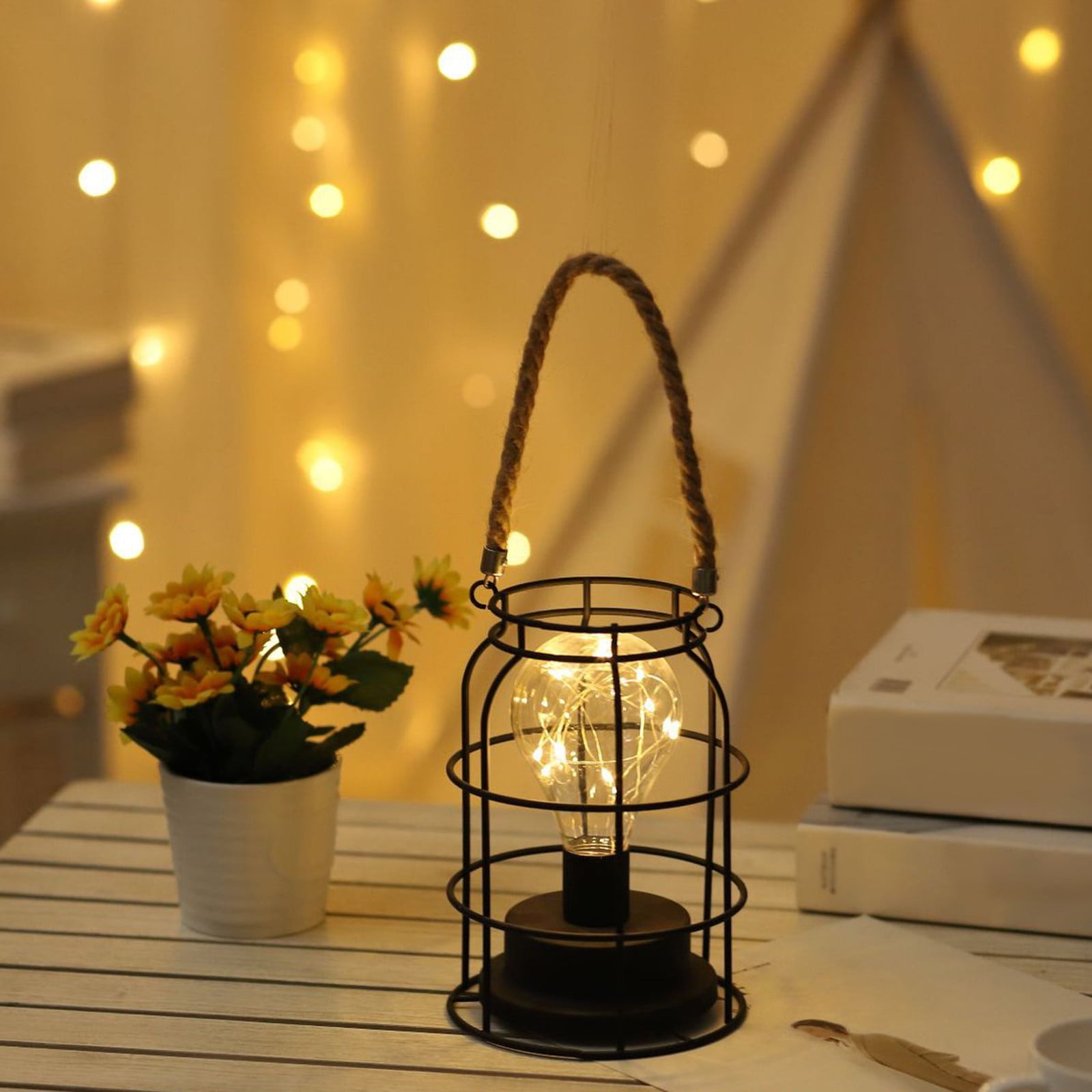 Dongrere Metal LED Lantern Battery Powered, Table Lamps for Weddings ...