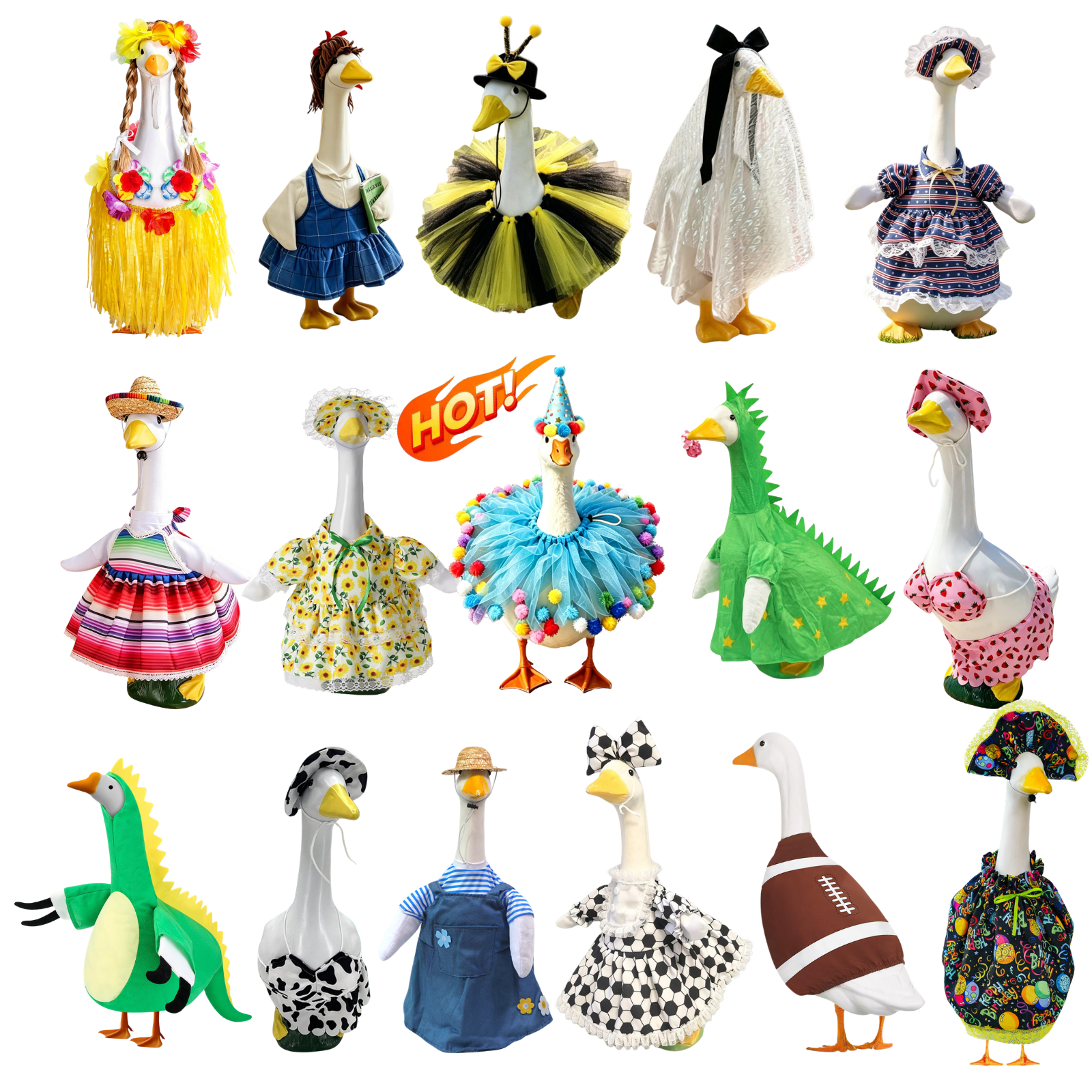 Dongrere Cow Goose Outfit Clothes Fits 23" Goose Statue Porch Goose ...