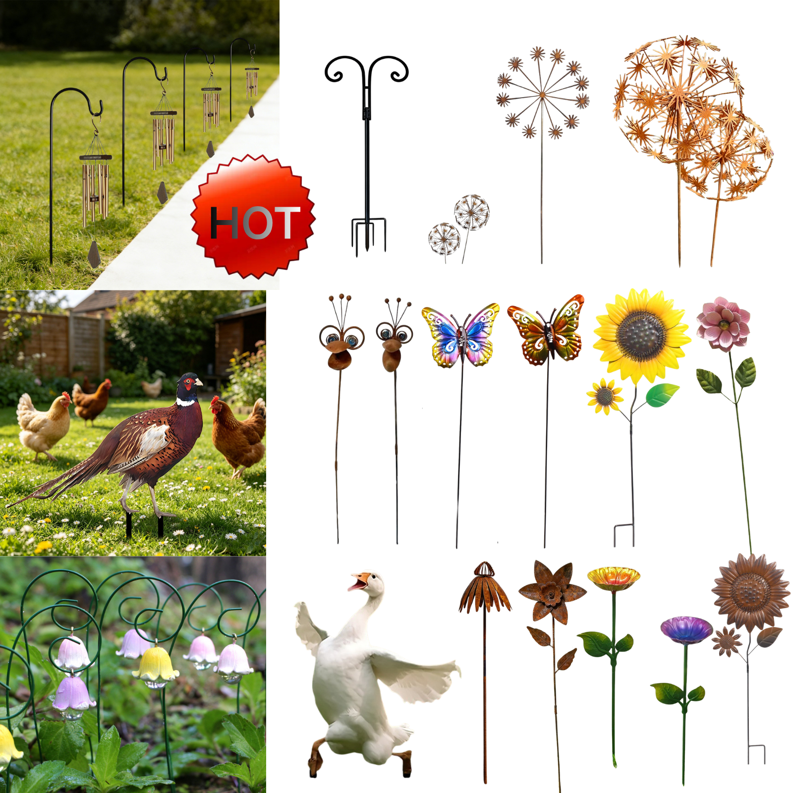 Dongrere Decorative Garden Stake - 30.7 Inch Rusty Daisy Flower Metal ...