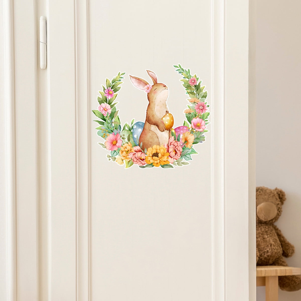 Dongrere Easter Bunny Wreath Wall Decals, Easter Window Clings, Small ...