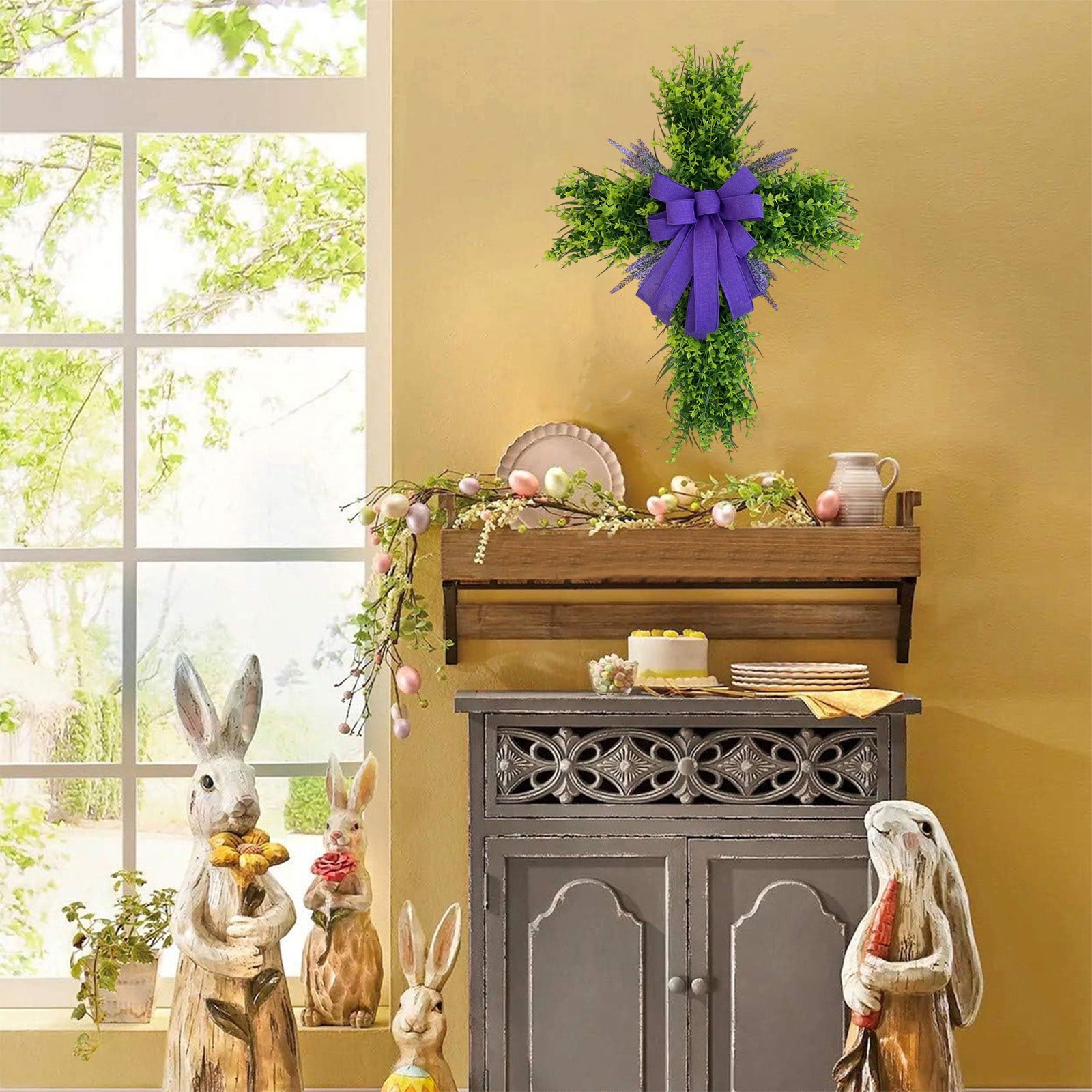 Dongrere Easter Crosses Wreath, Religious Easter Door Sign, Drave ...