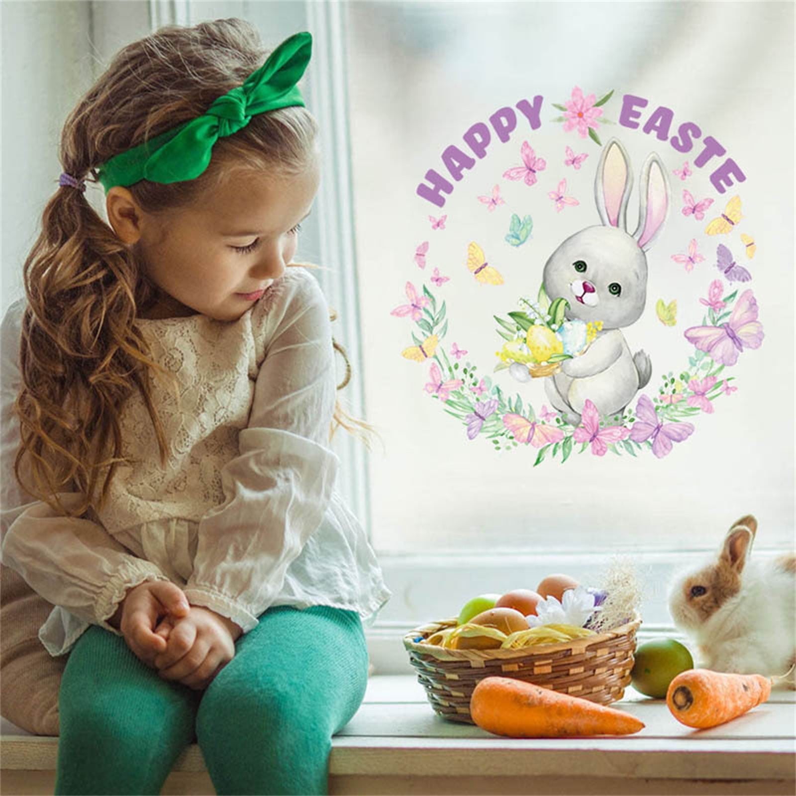 Dongrere Easter Window Clings, Happy Easter Bunny Decals, Small Room ...
