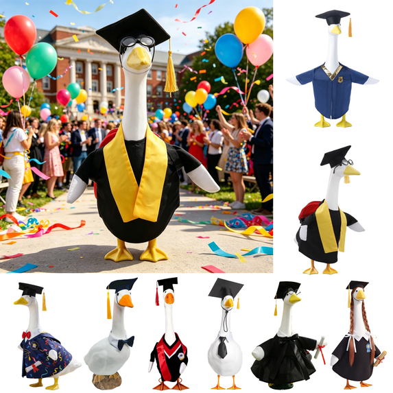 Dongrere Graduation Porch Goose Outfit for 23" Goose Statue, Grad Cap ...