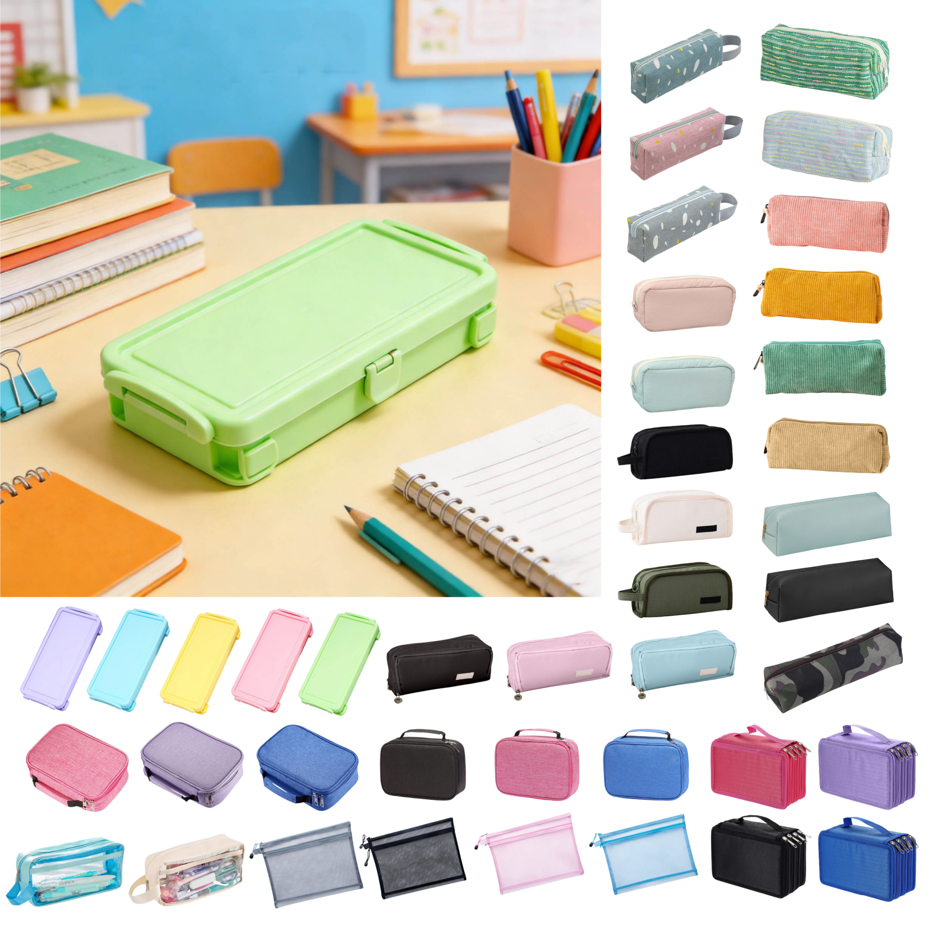 Dongrere Large Capacity Pencil Case,Plastic Pencil Boxes with Snap ...