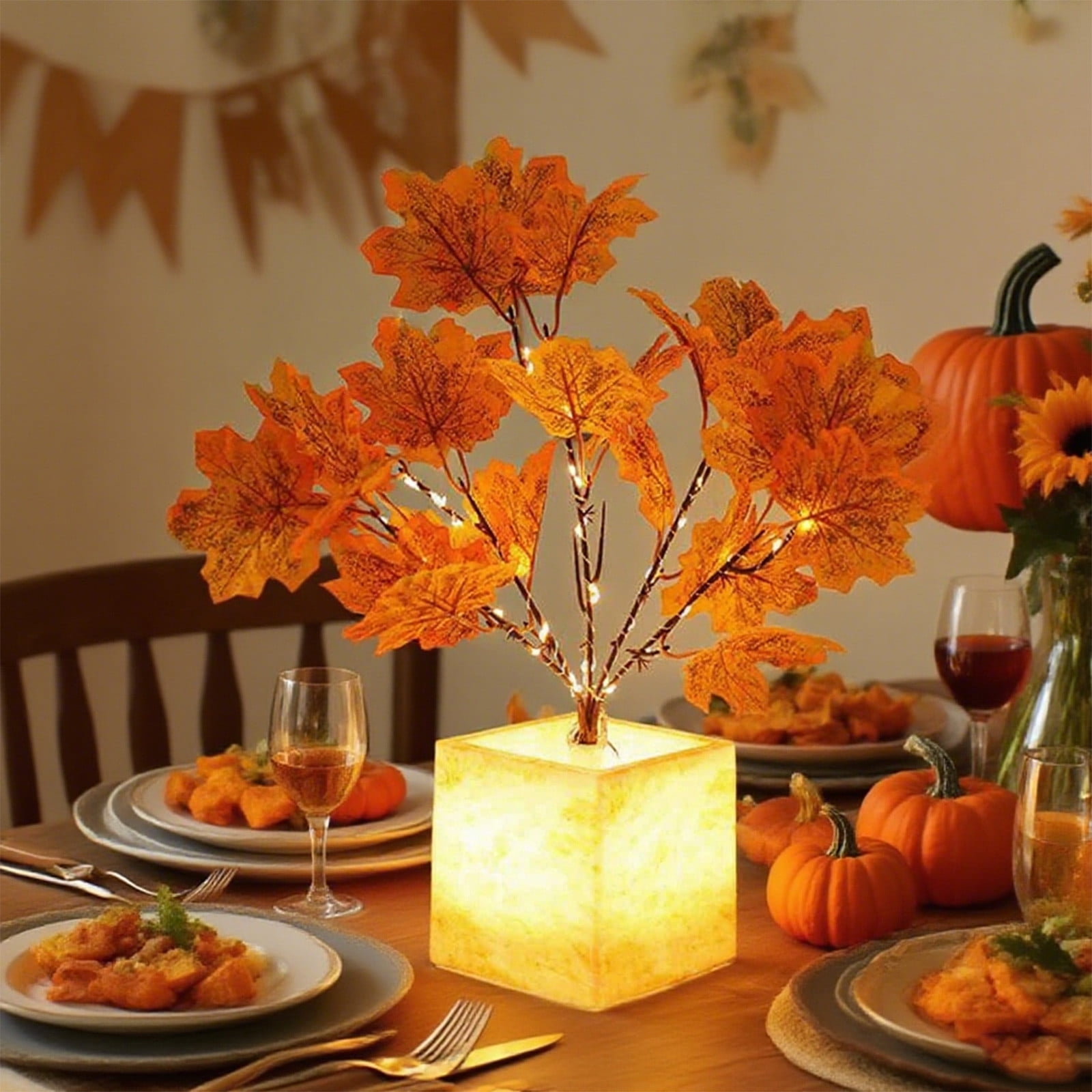 Dongrere Lighted Fall Tree Decorative Night Lights with Maple Leaf ...