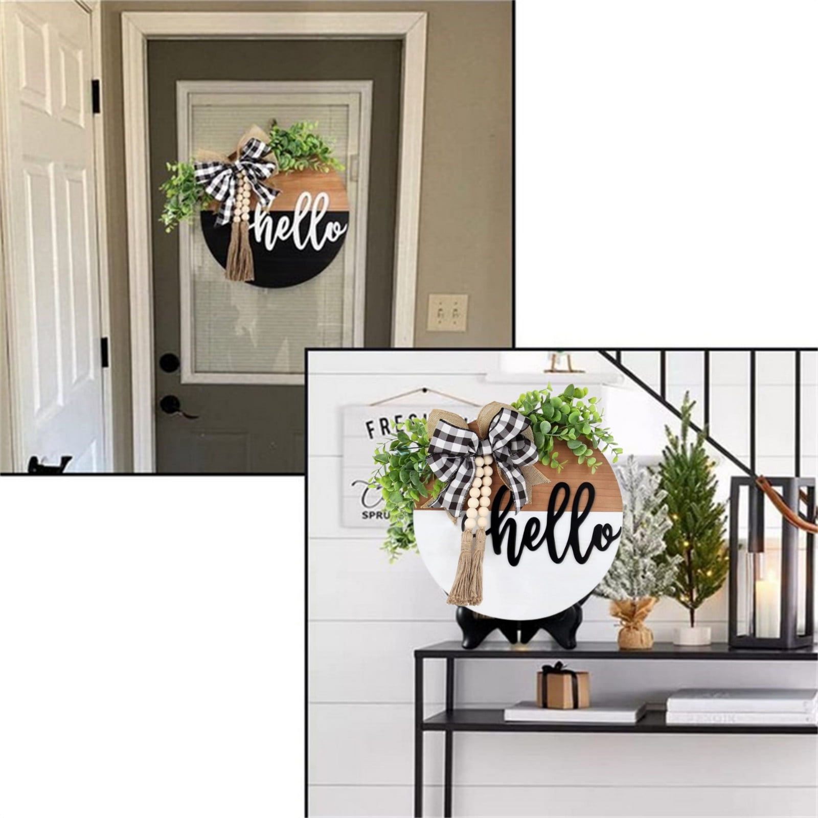 Dongrere Welcome Sign Wooden Hello Wall Sign for Front Door Decor 11.81 ...