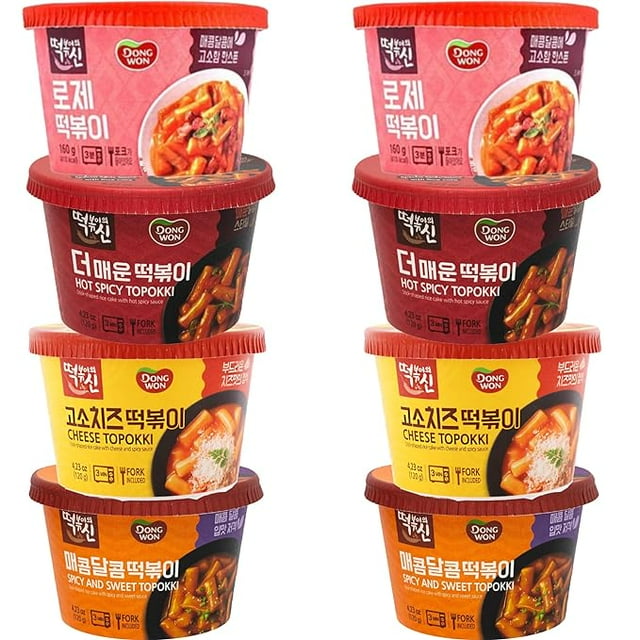 Dongwon Topokki 2 Spicy and Sweet Flavor, 2 Rose Flavor, 2 Cheese, 2 ...