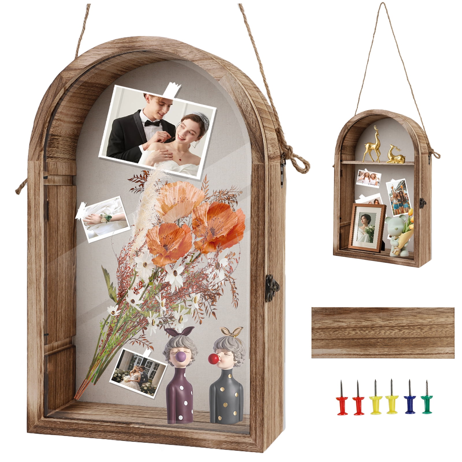 Dongyi 16x10" Large Shadow Box with Removable Shelves-Display Case for ...