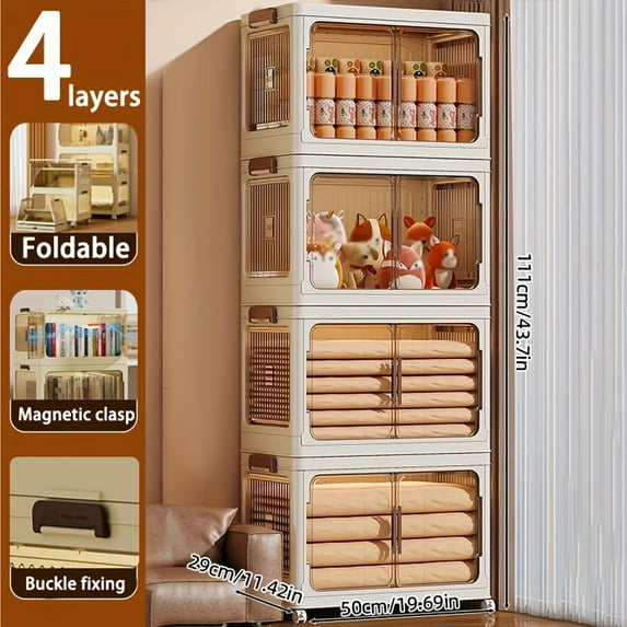 Dongyi 4-Tier Stackable Storage Organizer with Wheels & Magnetic Doors ...