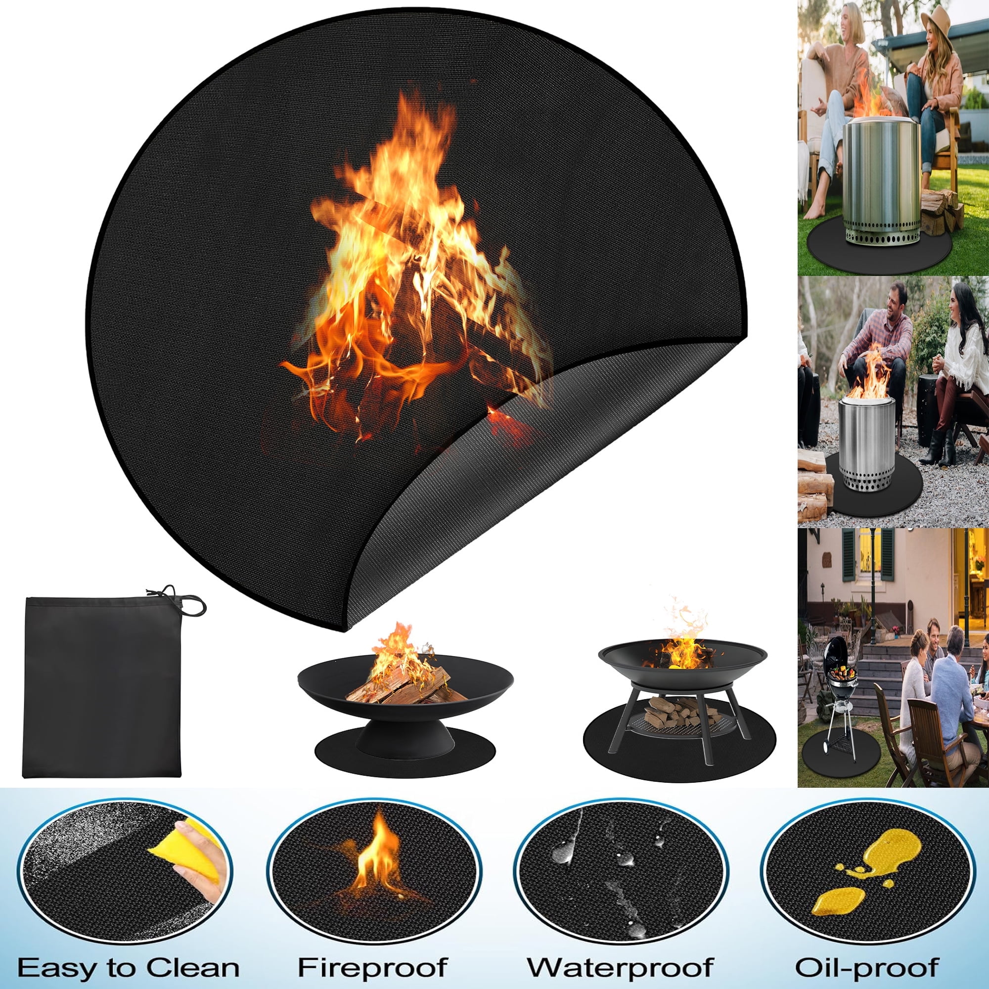 Dongyi 48" Fireproof Grill Mat-3-Layer Reusable Deck Protector,Oil ...