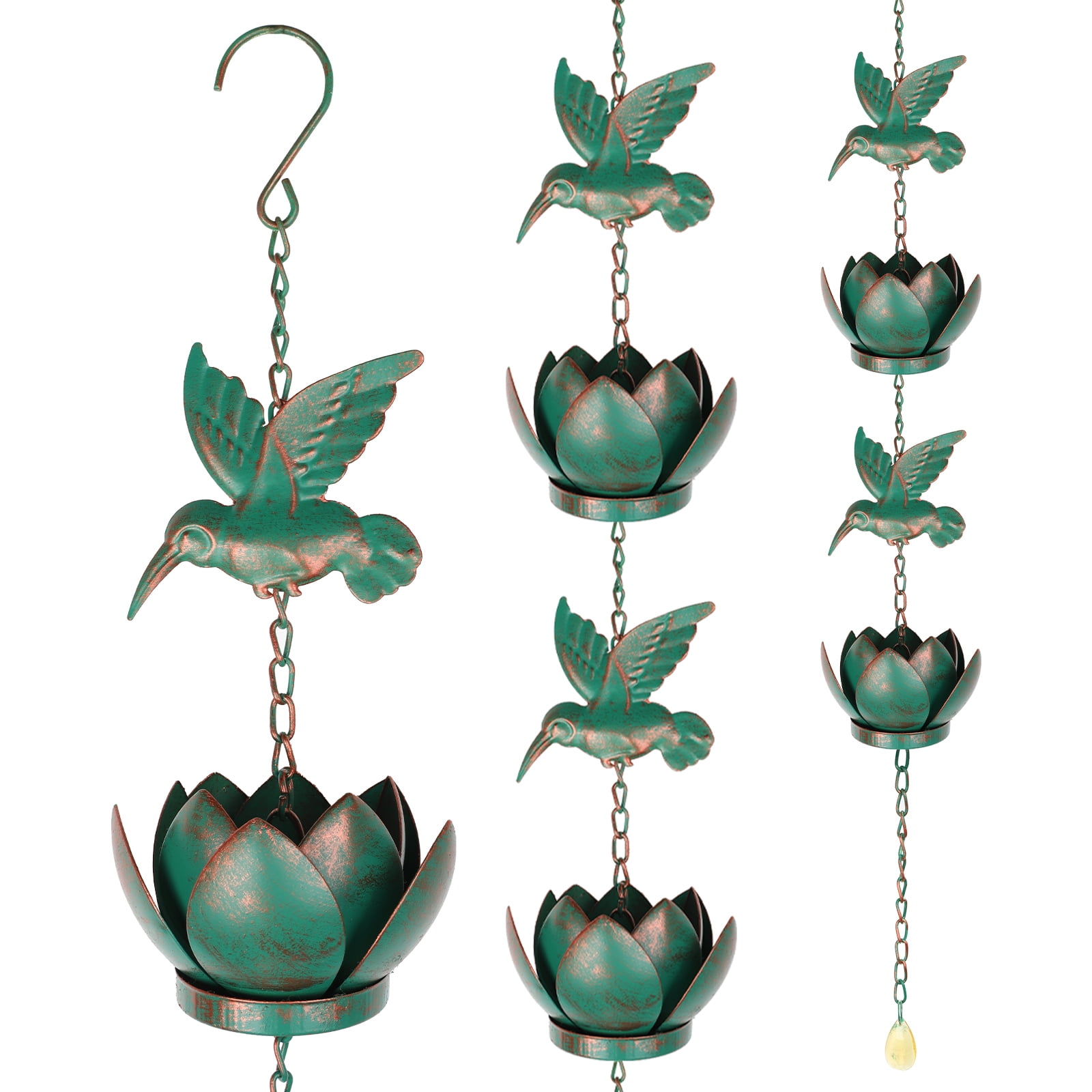 Dongyi Copper Rain Chain 7.9ft with 6 Lotus Cups - Decorative Gutter ...