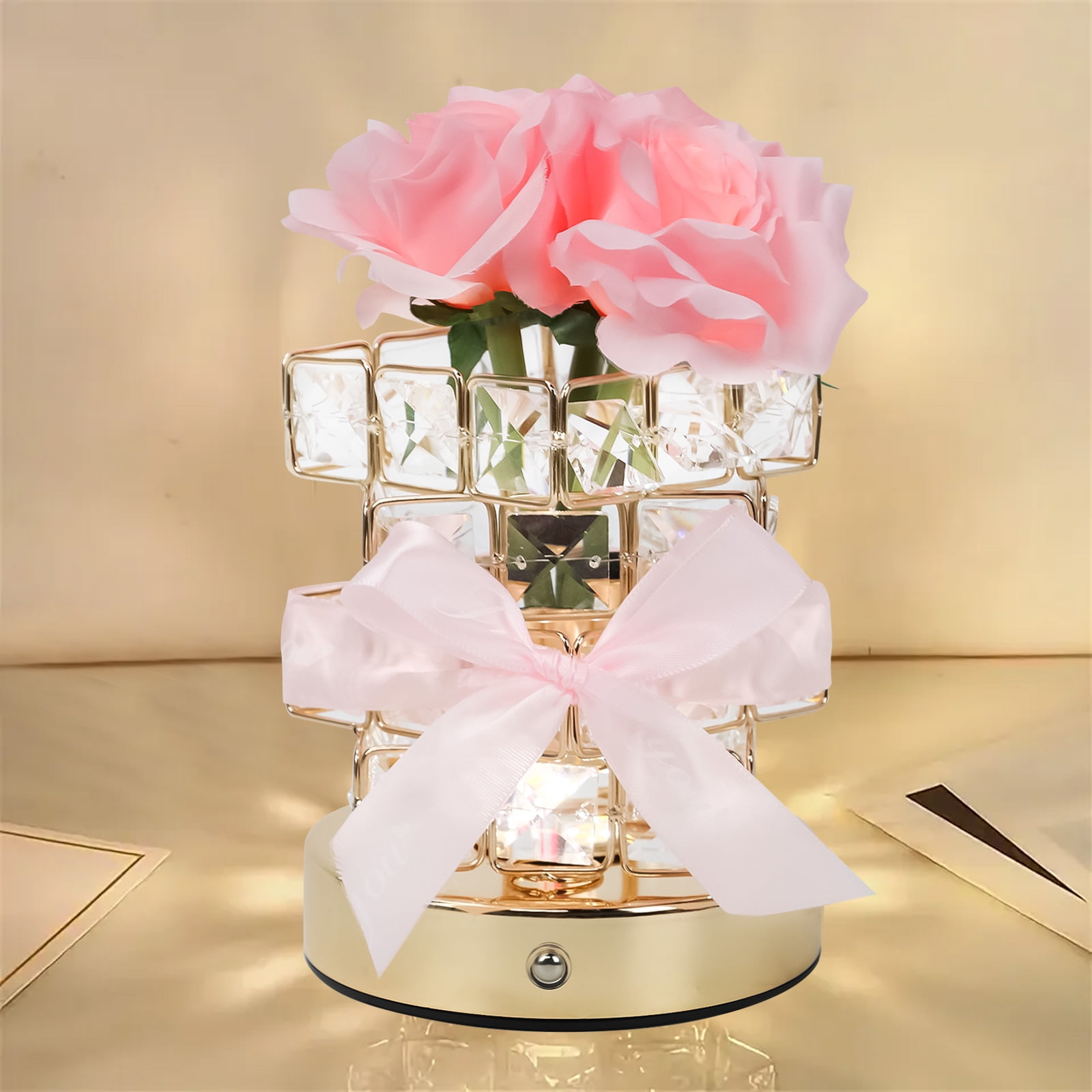 Dongyi Rechargeable Rose Night Light Gift for Mom-3-Color Touch Dimming ...