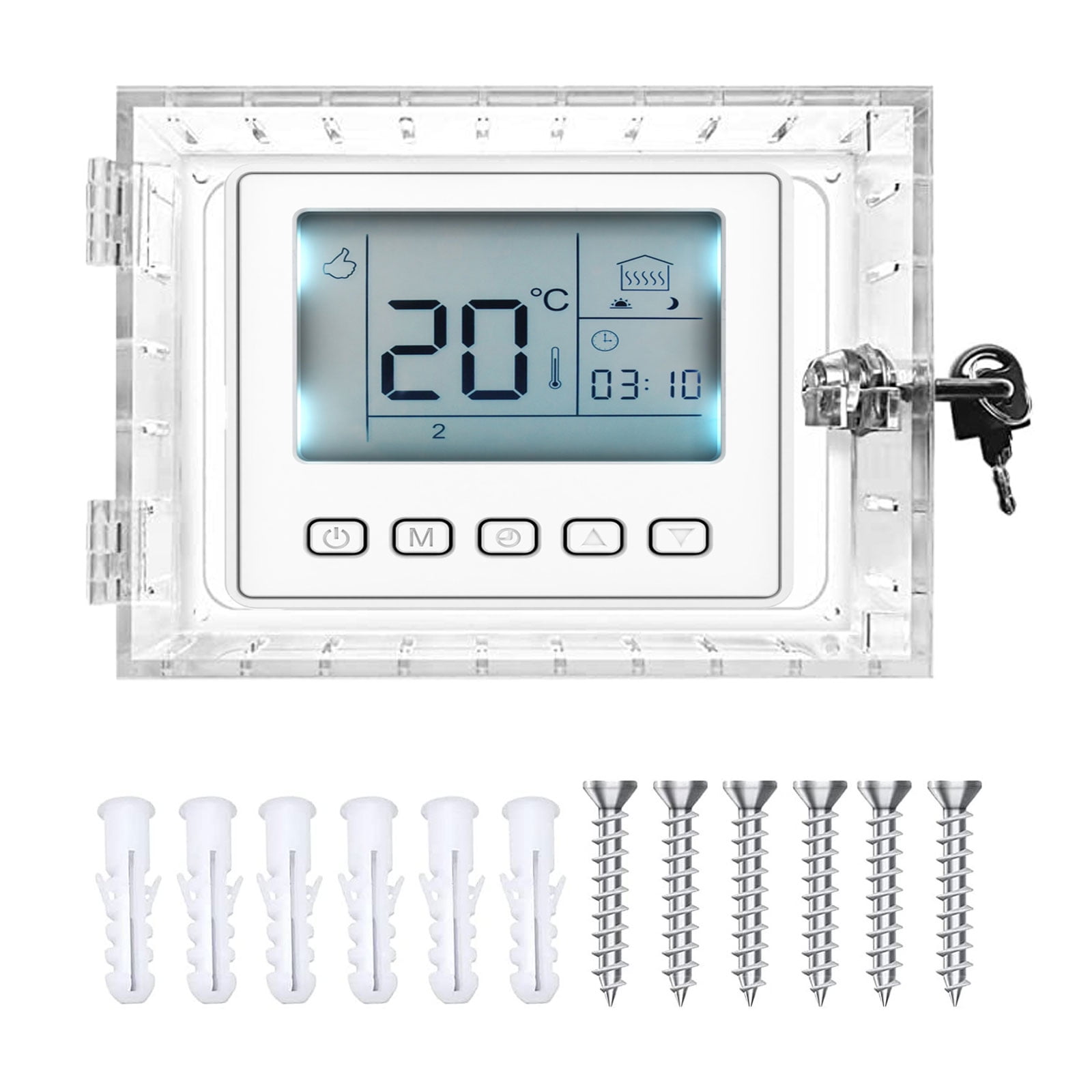 Dongyi Universal Thermostat Lock Box Cover with Key - Clear Secure ...