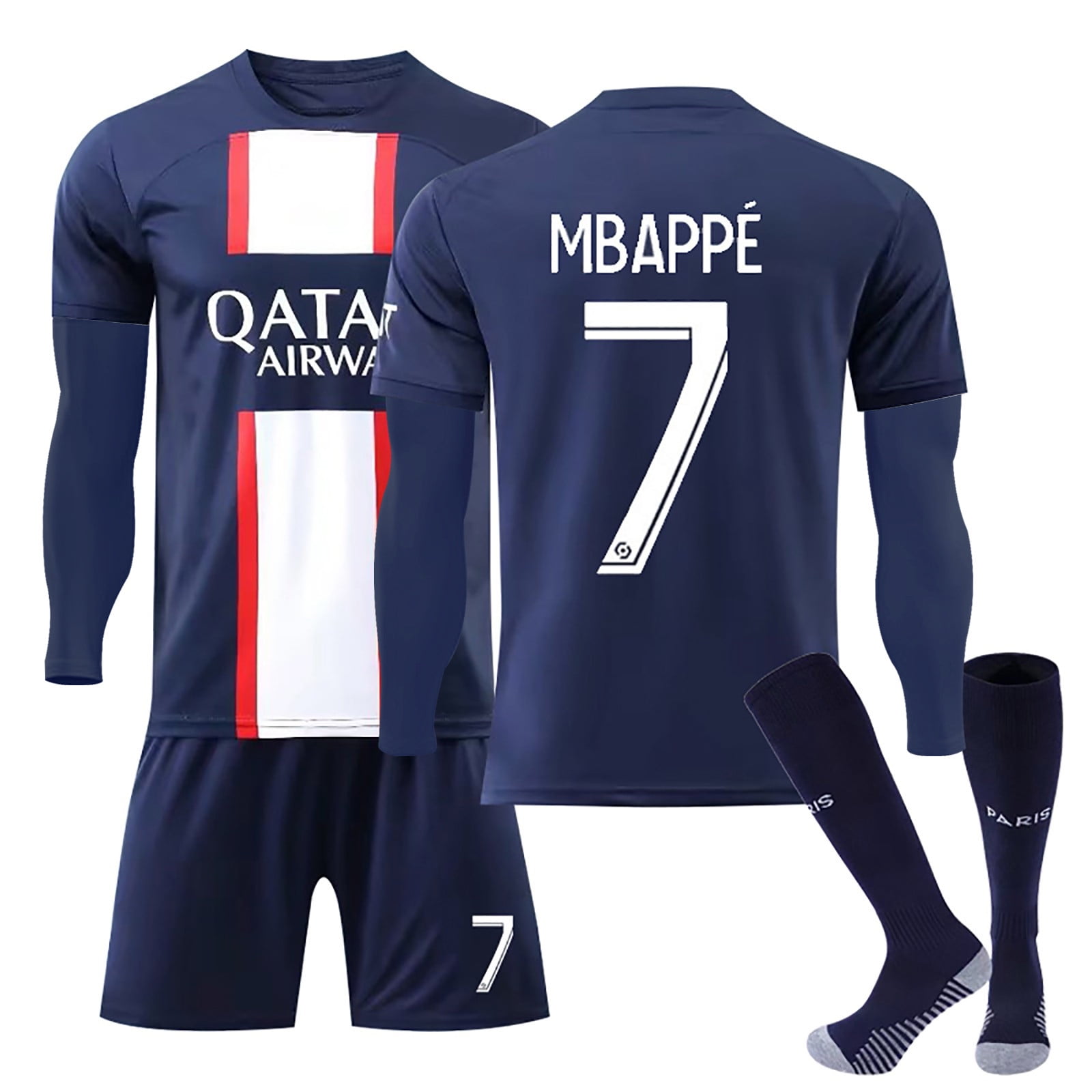 Dongzhu 2223 French FC Home Game Soccer Jersey, #7 MBAPPE Soccer Jersey, Kids Long Sleeve Soccer ...