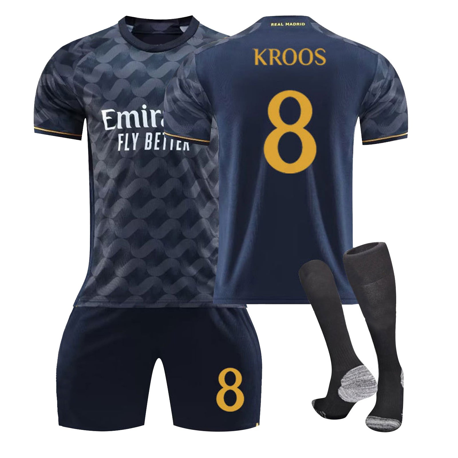 Dongzhu 23/24 Spanish FC Away Game Black Soccer Jersey, #7 KROOS Spanish Soccer Jersey 3 Piece ...