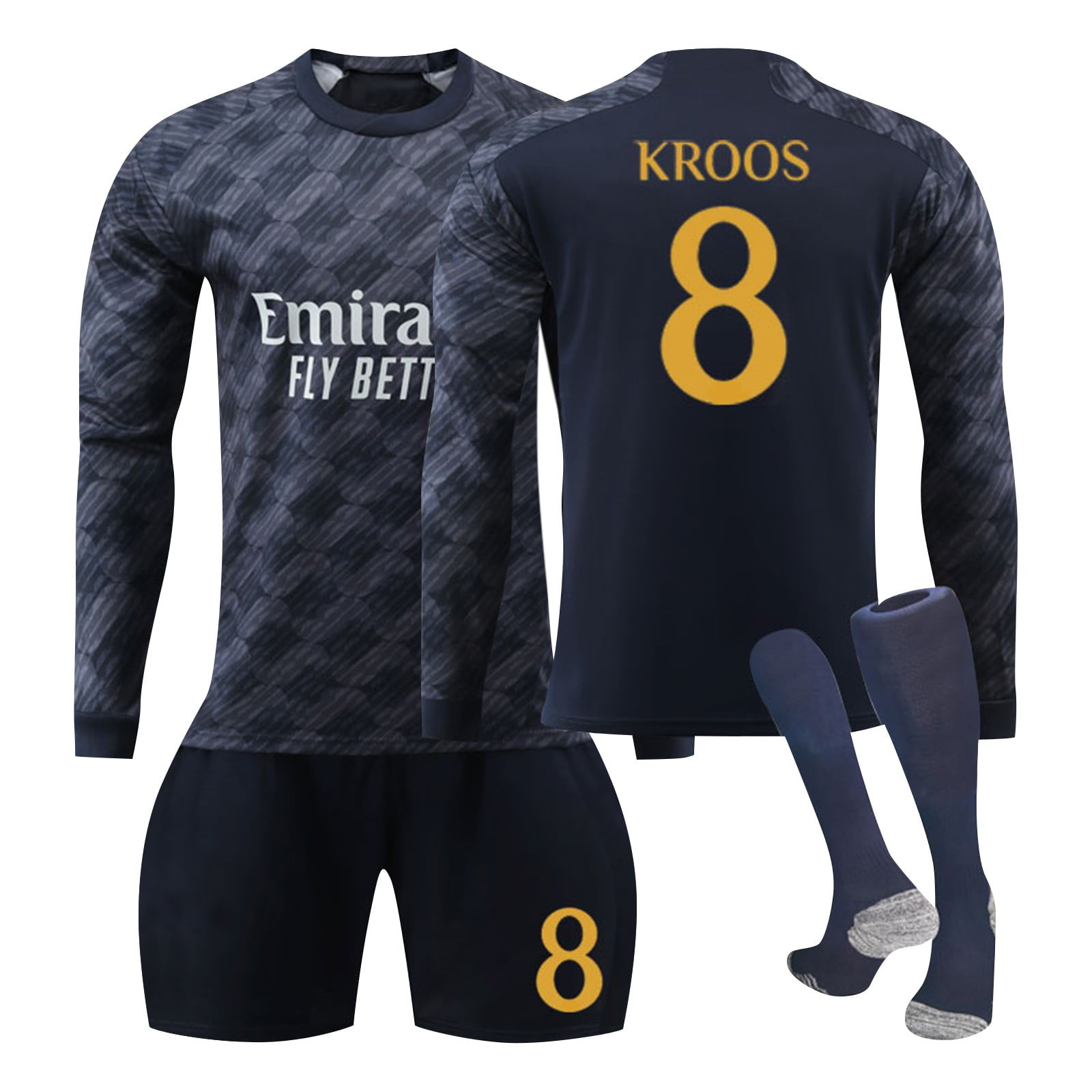 Dongzhu 23/24 Spanish FC Away Game Soccer Jersey, #8 KROOS Deep Blue Spanish Soccer Jersey 3 ...