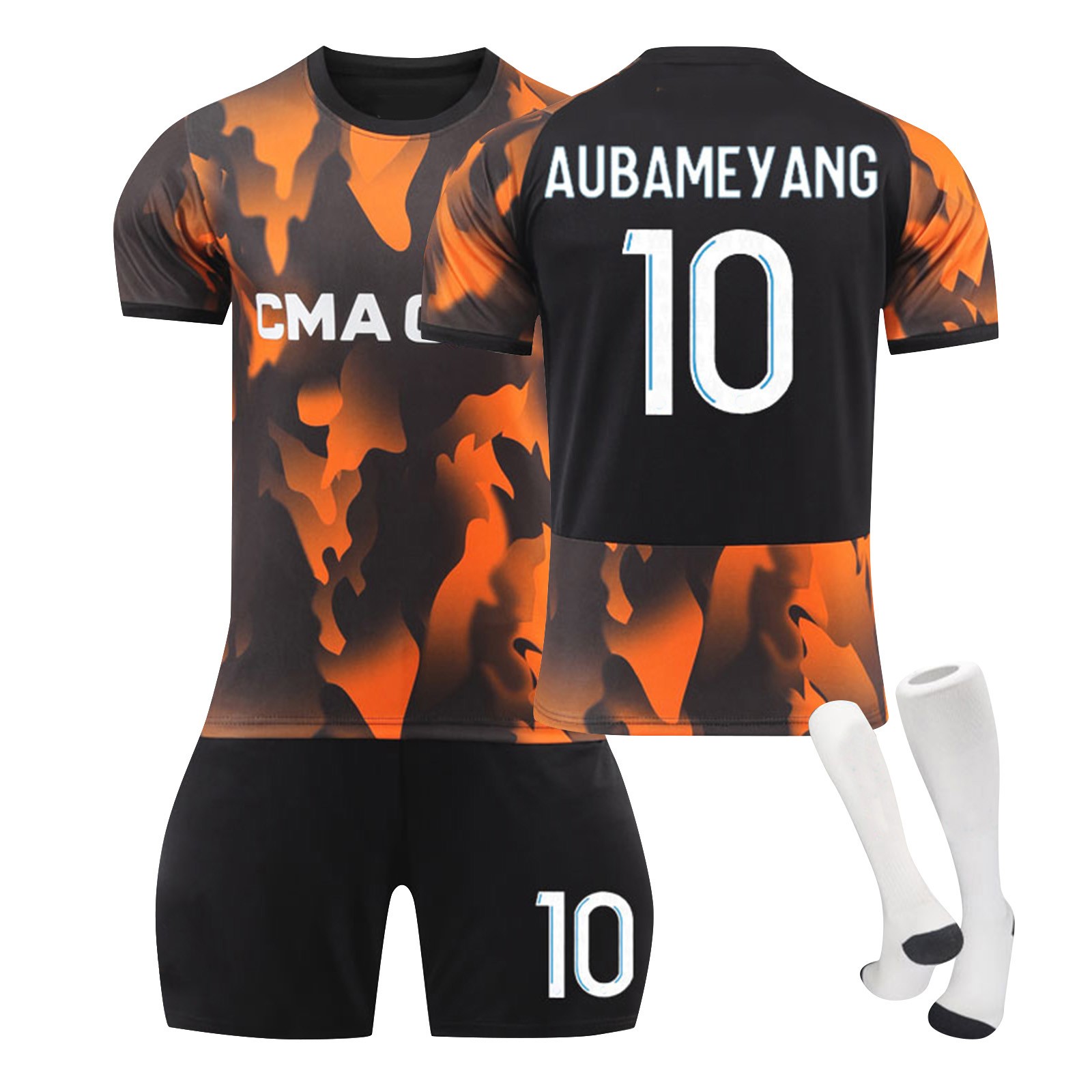 Dongzhu 2324 French Soccer League Second Away Game Jersey, Red Rrregular Design #10 AUBAMEYANG ...