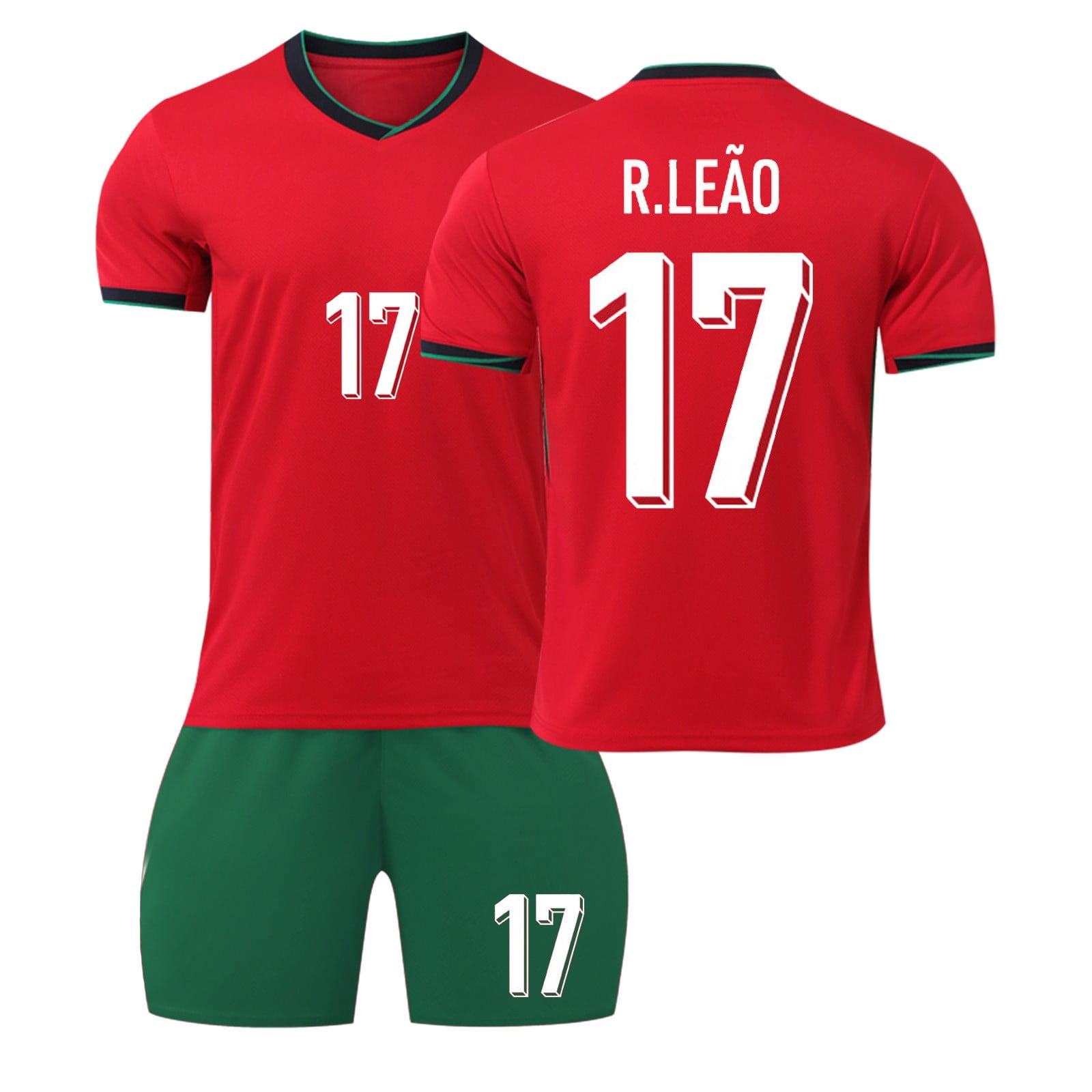 Dongzhu 2425 #17 R.LEAO Blood Red Portugal Soccer Jersey, Portugal Home ...