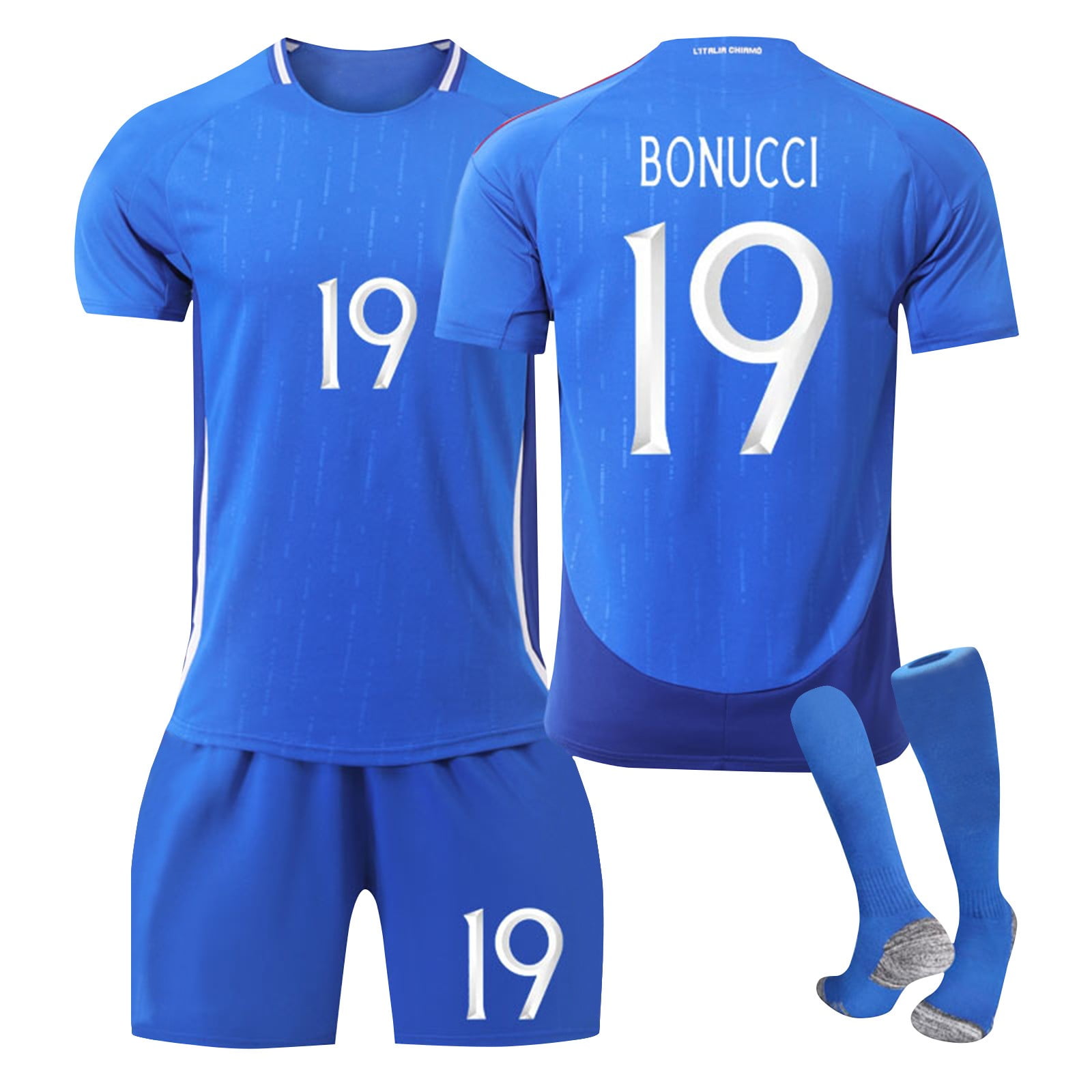 Dongzhu 2425 Italy National Team Blue Soccer Jersey, #19 BONUCCI Short ...