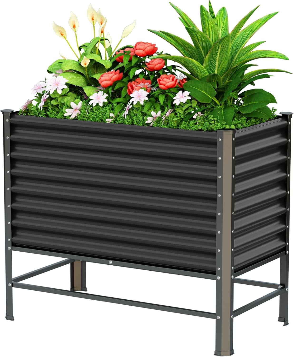 Doniks Raised Garden Bed with Legs, 48×24×37in Large Outdoor Metal ...