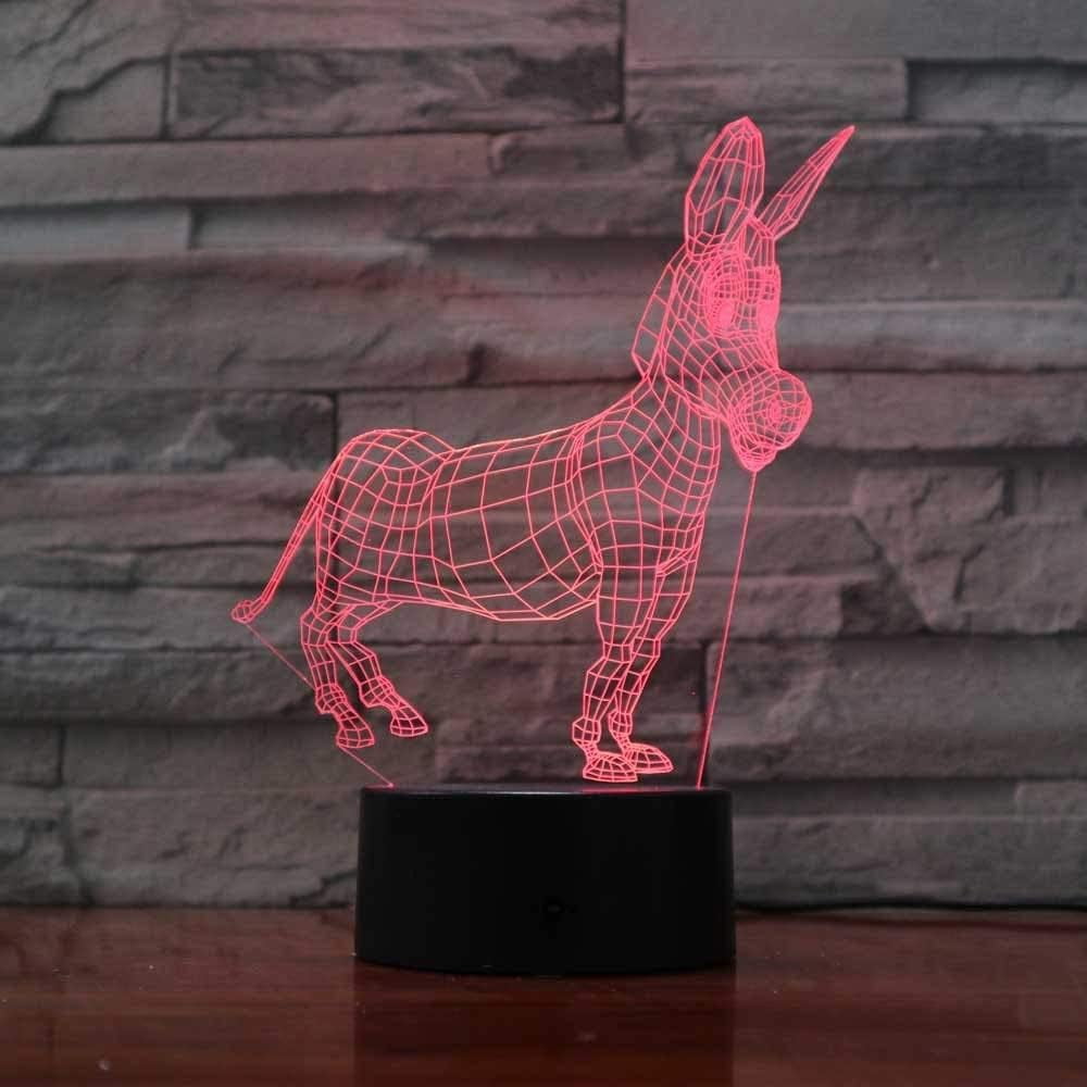 Donkey Animal Toys 3D Illusion Night Light Smart Touch Lamp, Creative ...