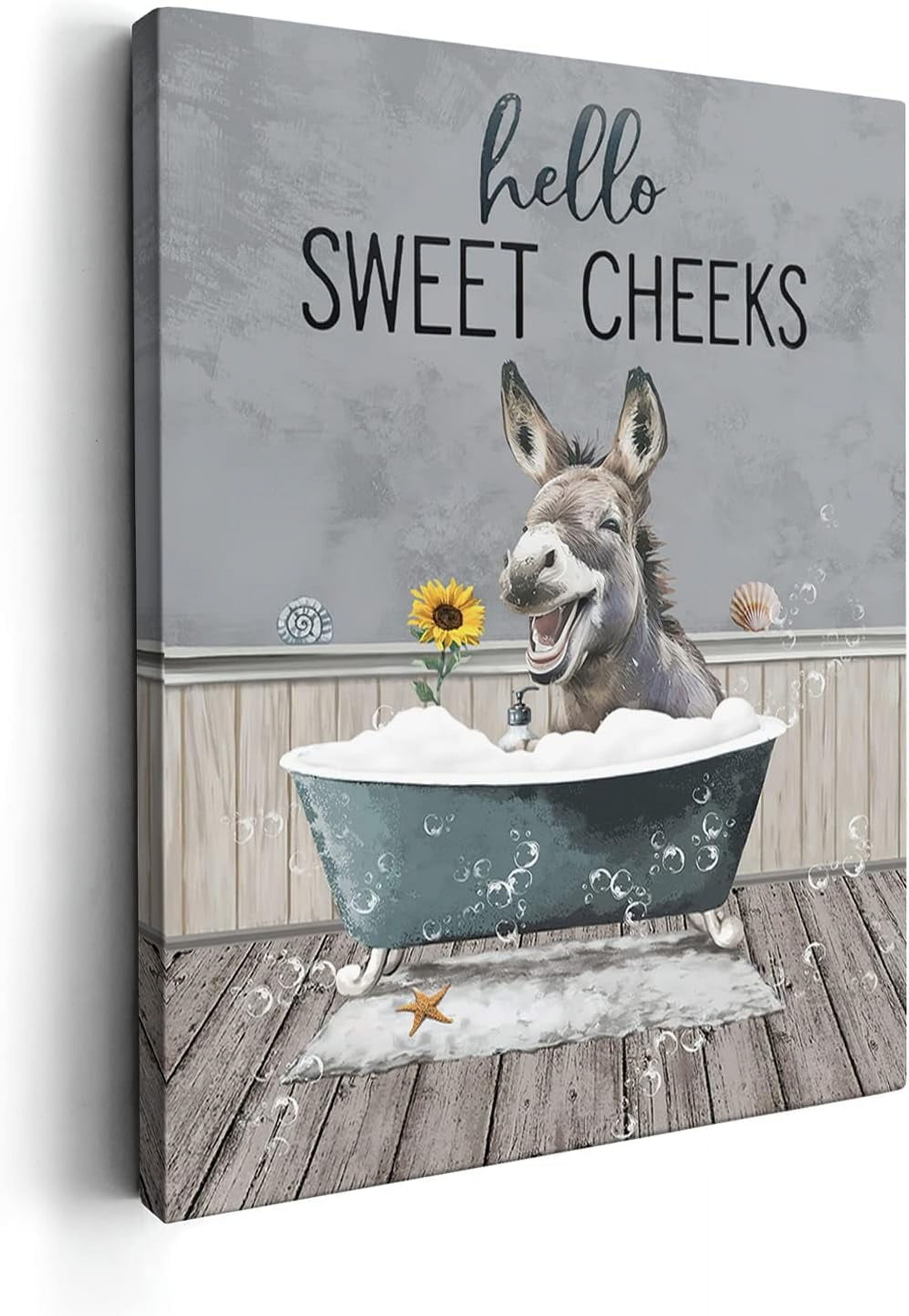Donkey Bathroom Decor Wall Art Funny Donkey Sitting in Bathtub Poster ...