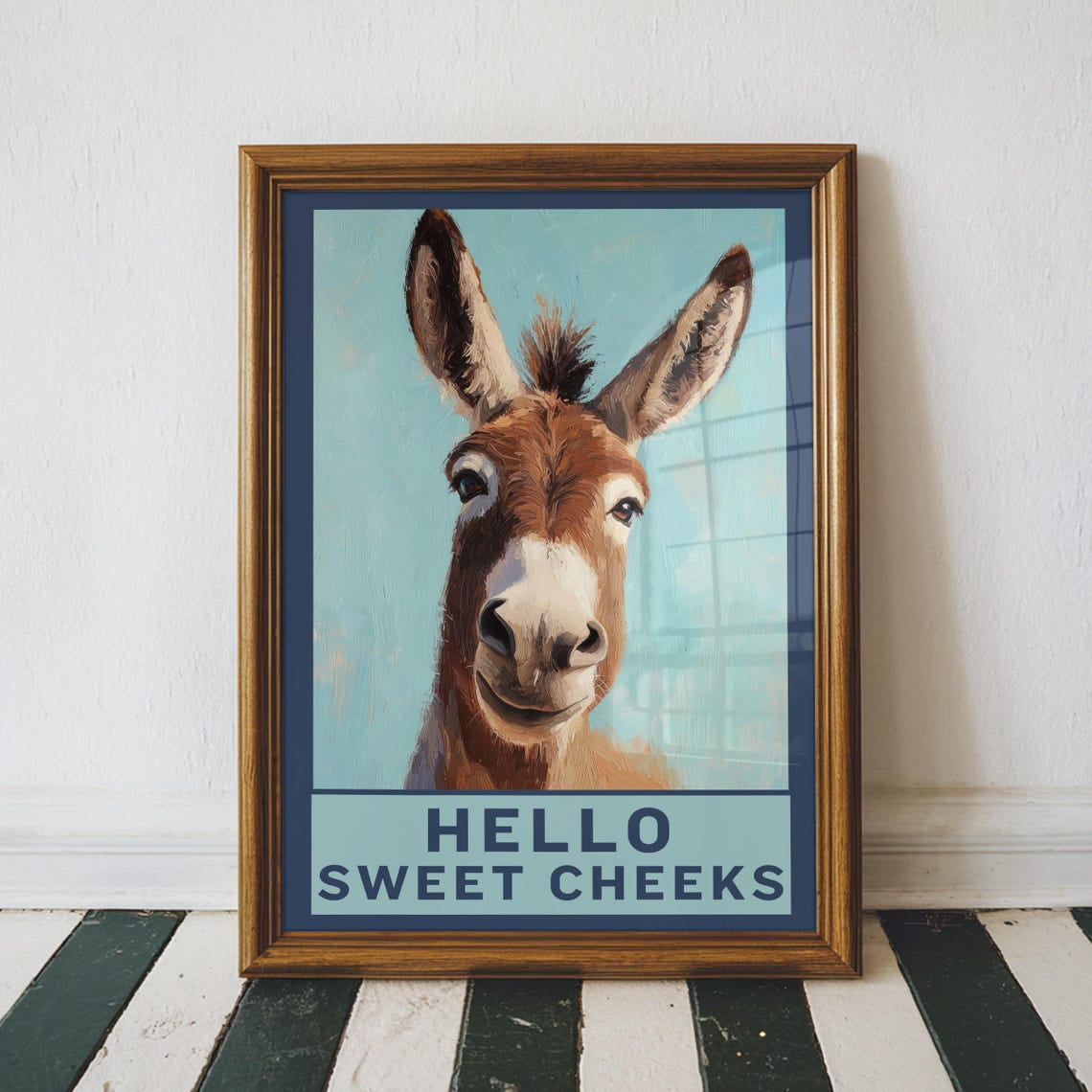 Donkey Bathroom Poster: Hello Sweet Cheeks - Farmhouse Animal Art ...