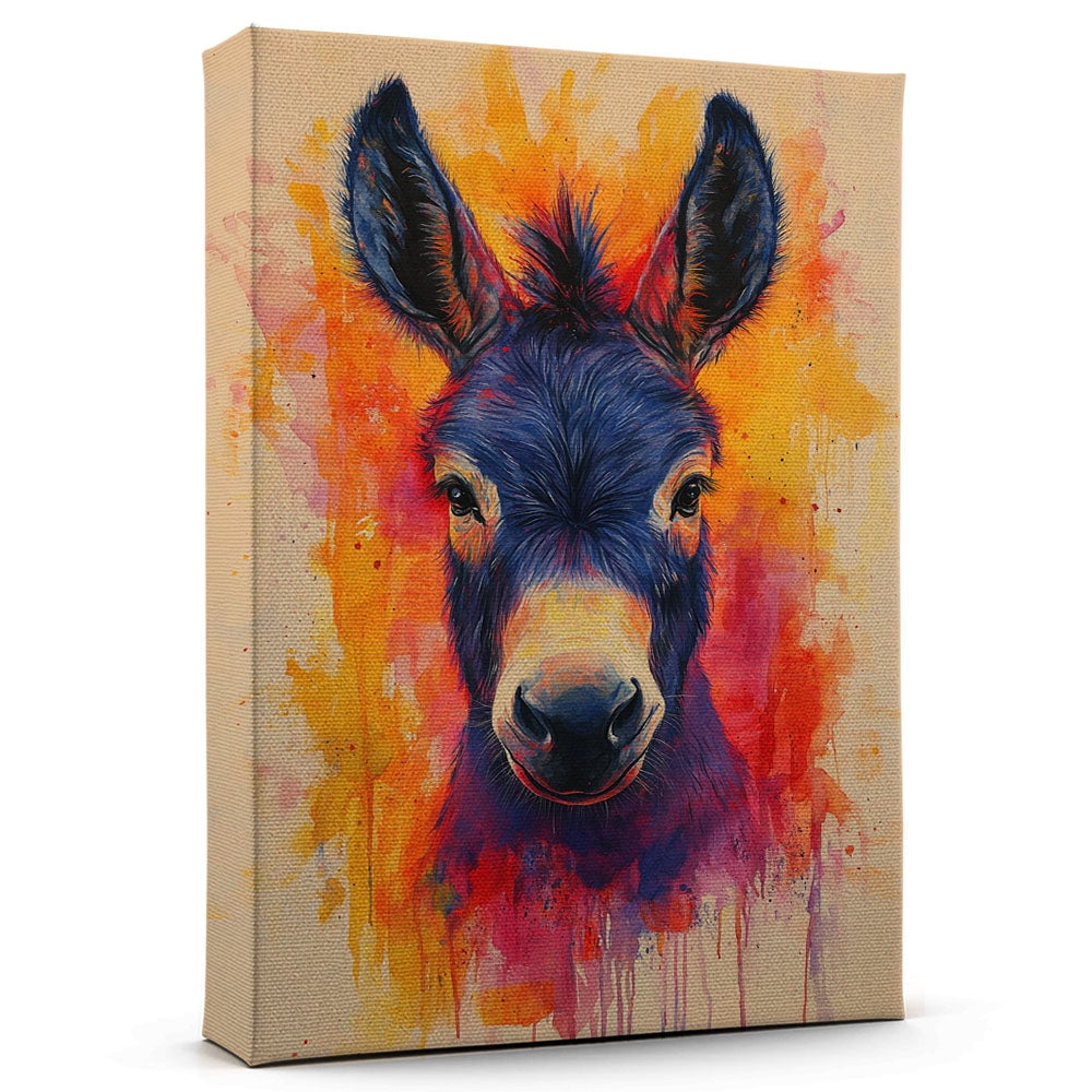 Donkey Black Canvas Painting Animal Artwork,Colorful Donkey Black ...