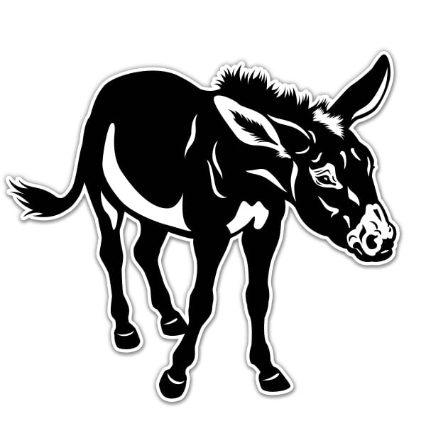 Donkey Black and White - 7" Vinyl Sticker - For Car Laptop I-Pad ...