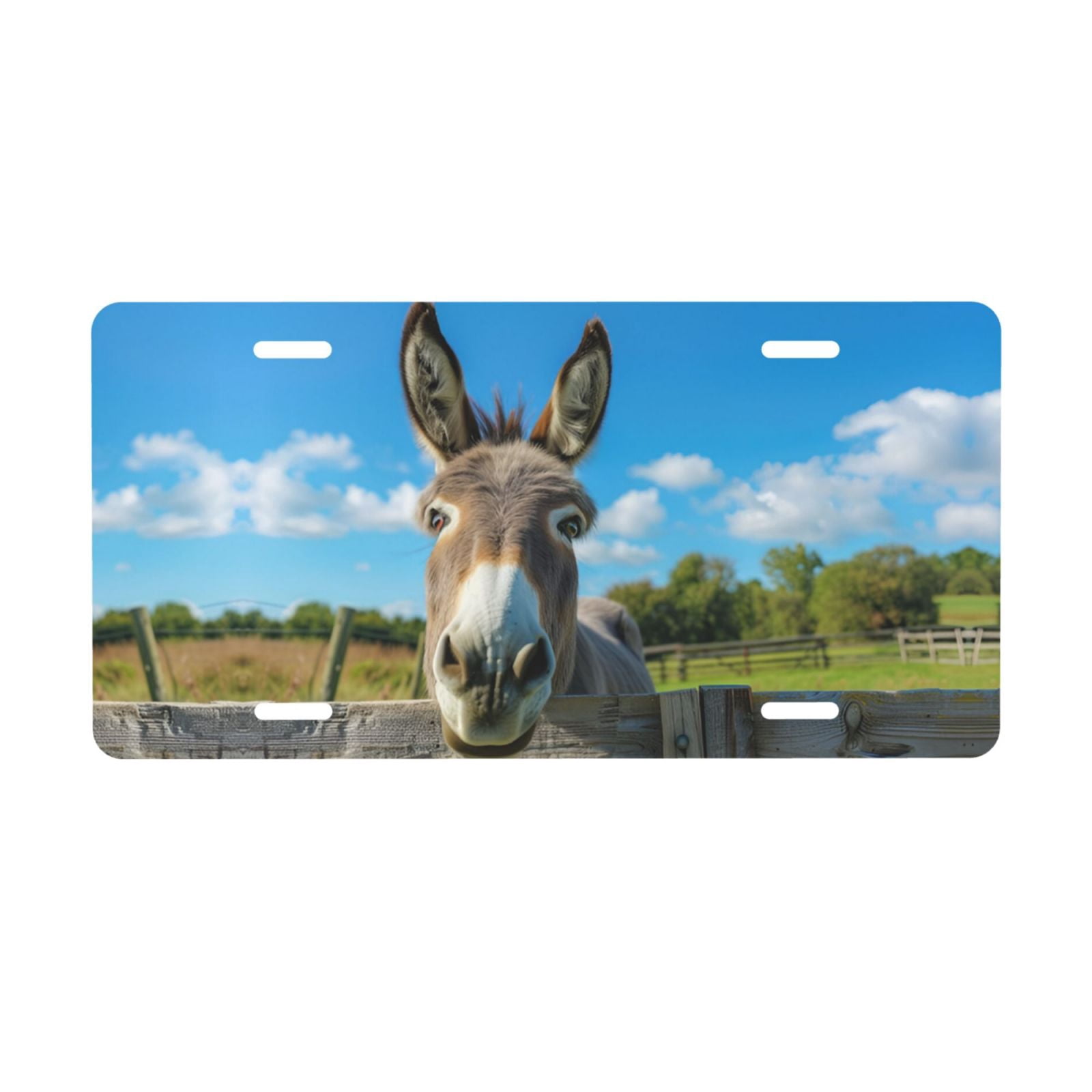 Donkey Blue Sky License Plate with 4 Holes,Novelty Aluminum Metal Car ...