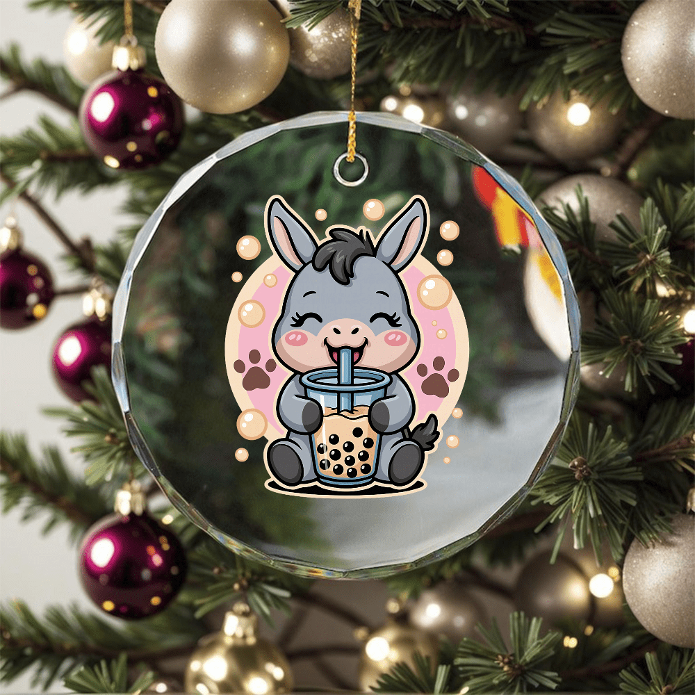 Donkey Boba Tea Bubble Tea Anime Kawaii T-Shirt, Crystal Glass Ornament ...