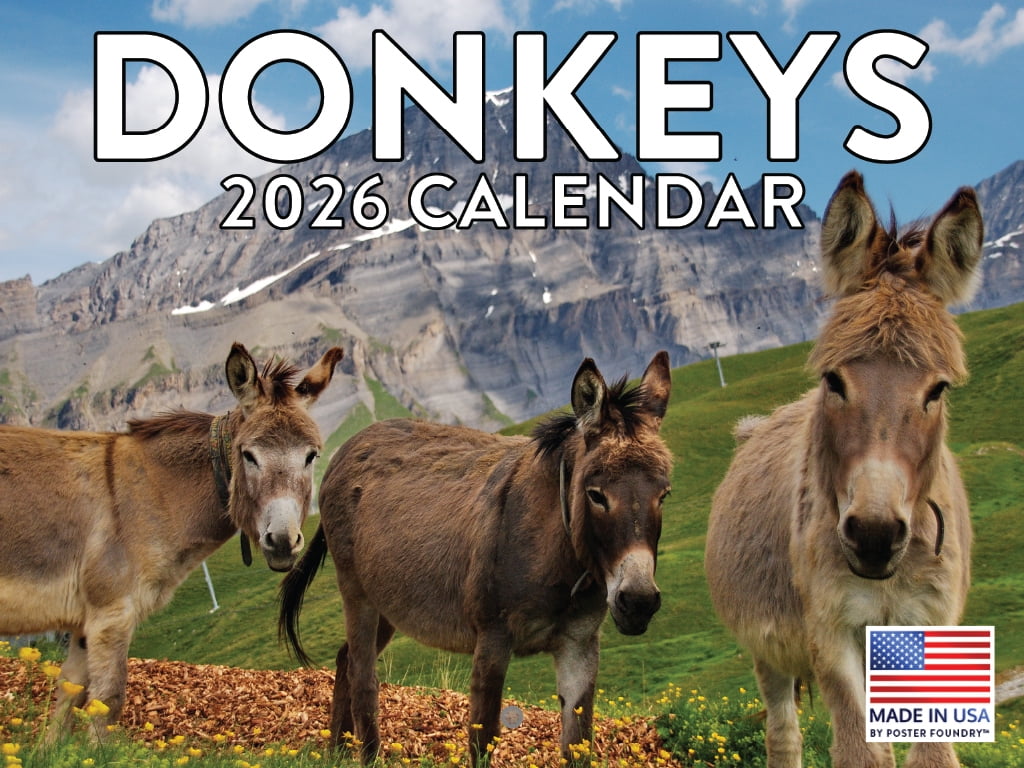 Donkey Calendar 2026 Monthly Wall Calender 12 Month | American Made In ...