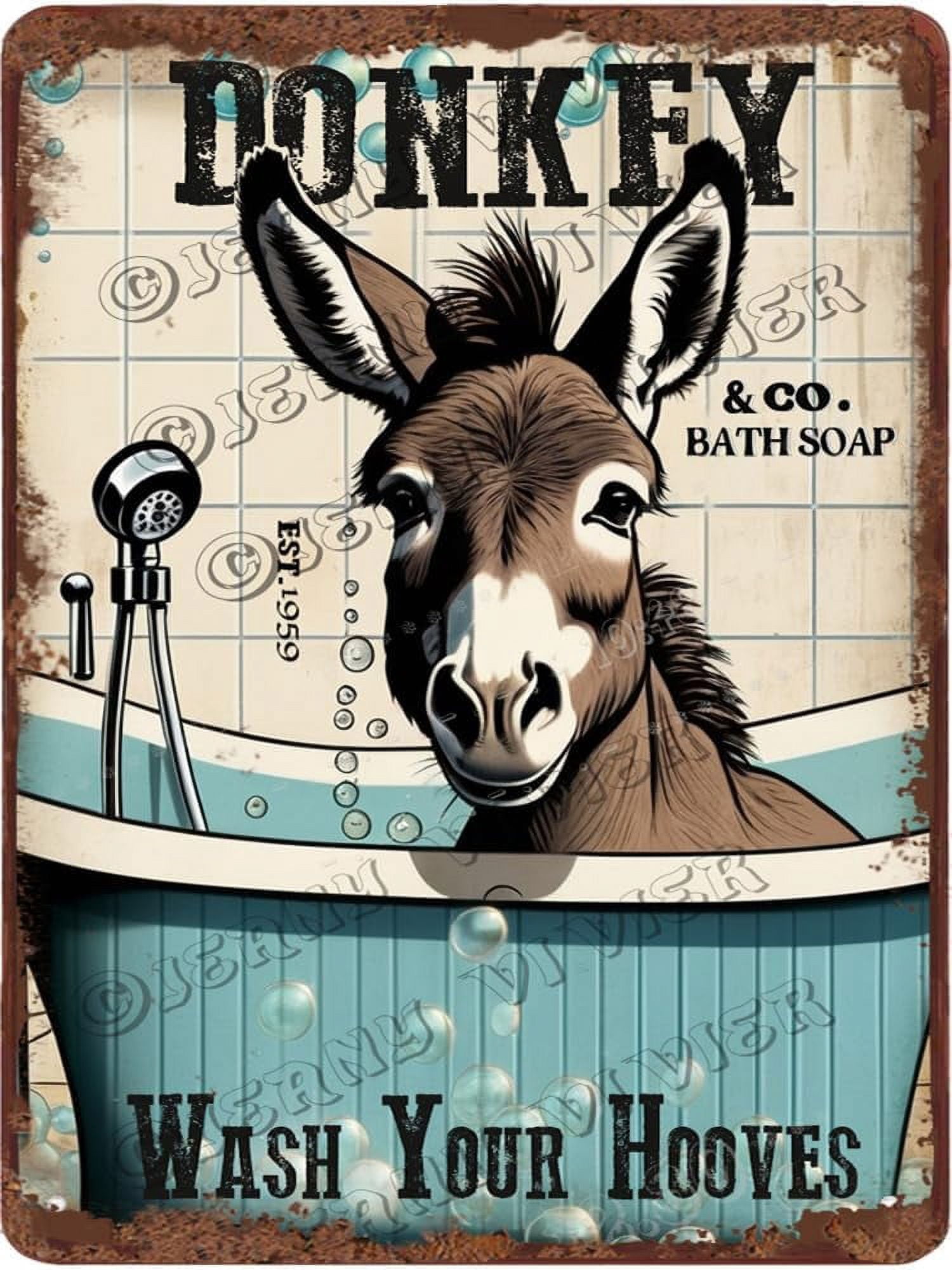 Donkey Decor Wash Your Hooves Retro Aluminum Sign 12x16 IN Metal Tin ...