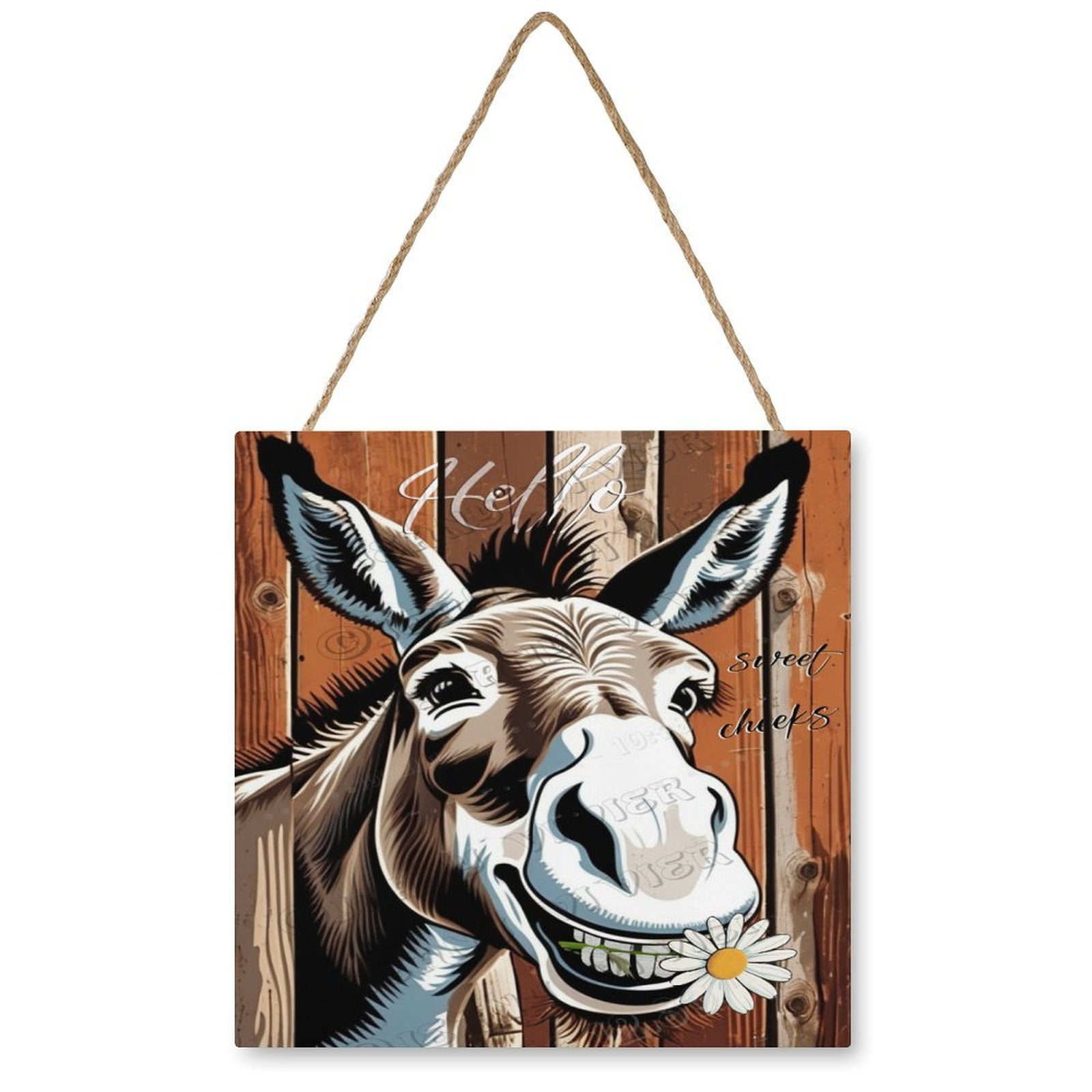 Donkey Decorative Wood Hanging Wood Plaque, Rustic Door Sign, Wall ...