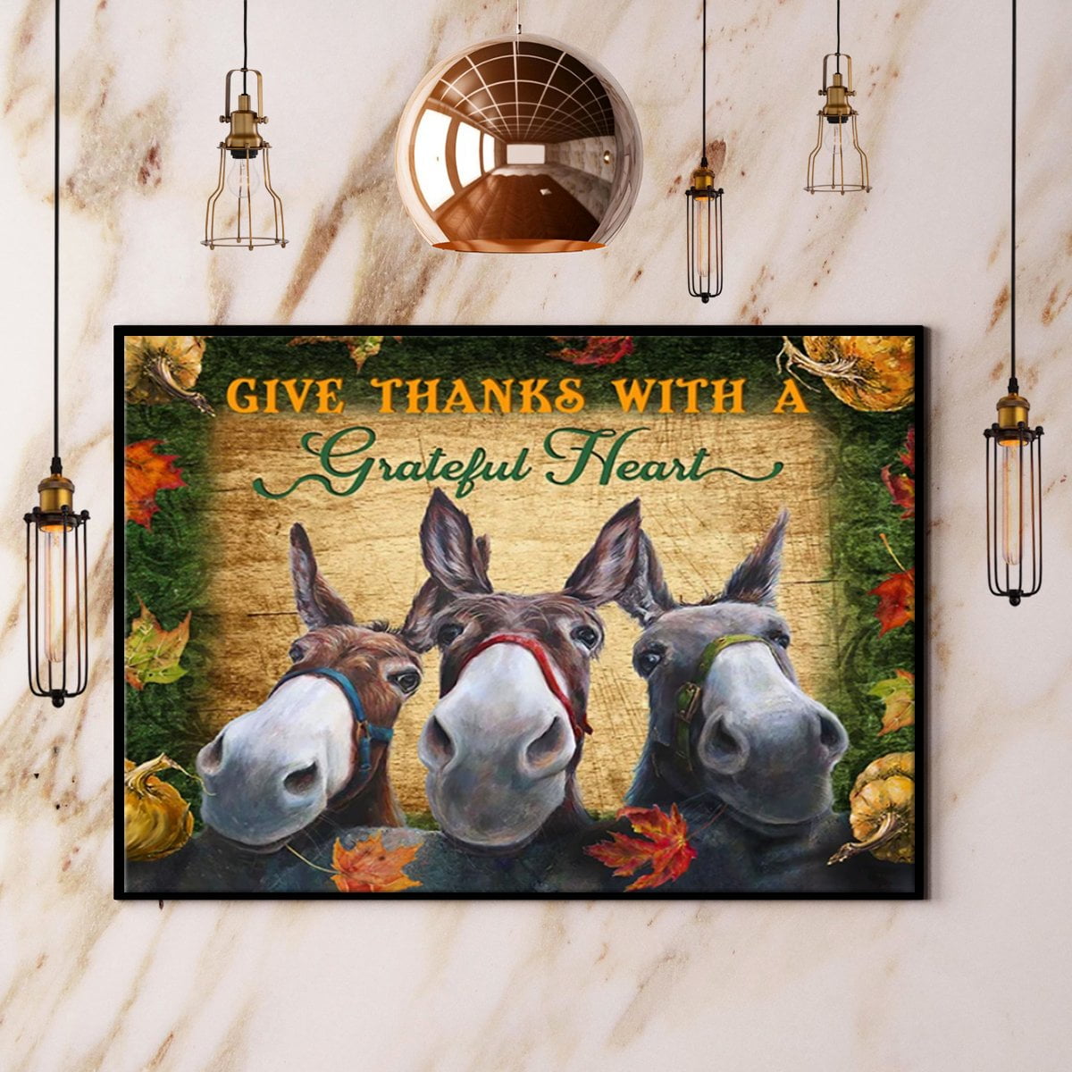 Donkey Give Thanks With A Grateful Heart Paper Poster No Frame Matte ...