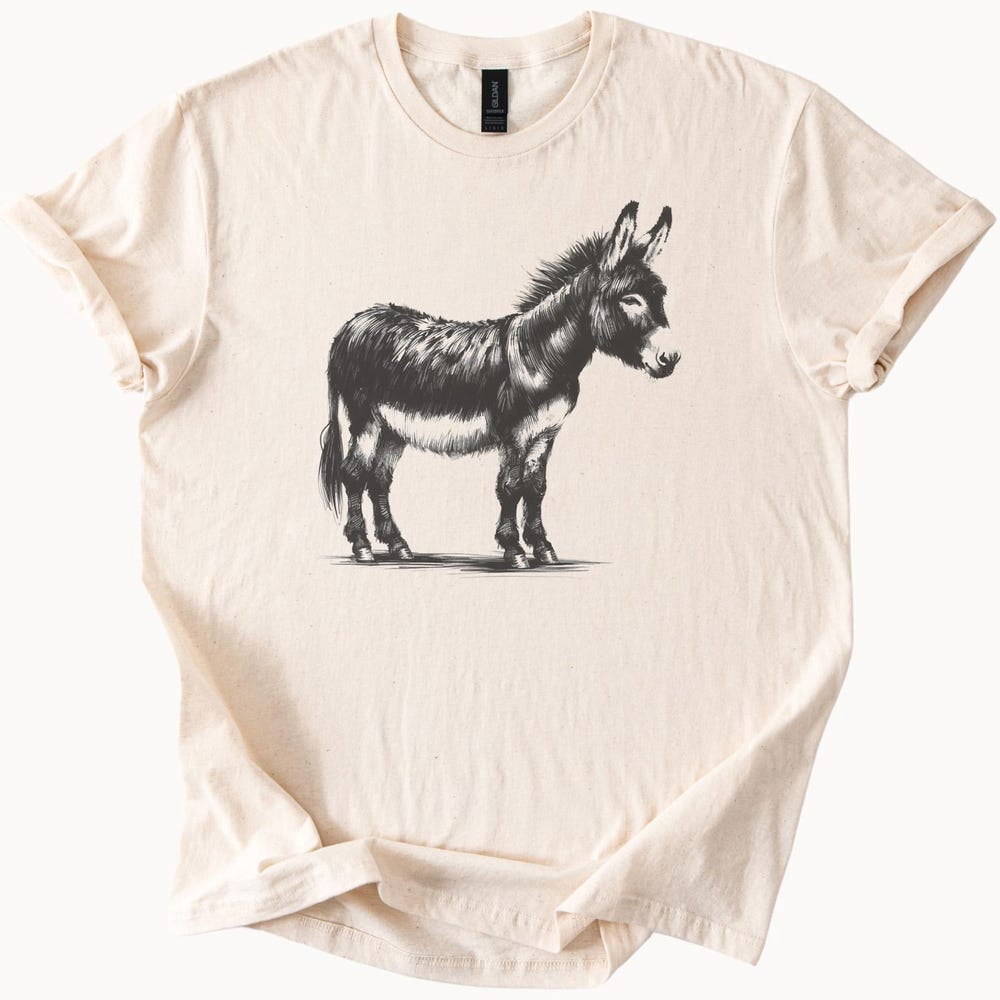 Donkey Graphic T Shirt Realistic Farm Animal Illustration Tee Country ...