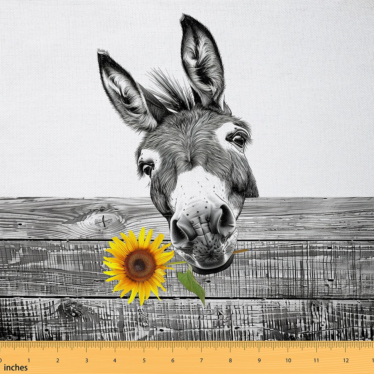Donkey Indoor Outdoor Fabric,Farmhouse Animal Decorative Fabric,Yellow ...