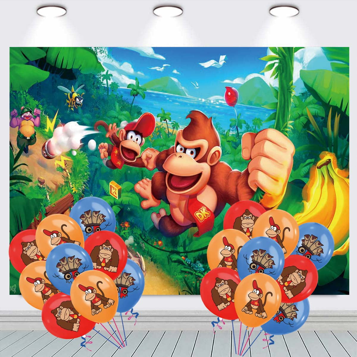 Donkey Kong Country Backdrop Banner Balloons Party Decorations Supplies ...