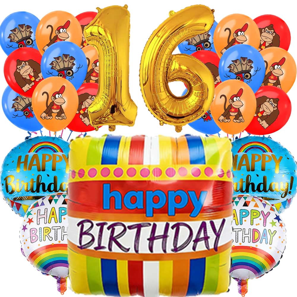Donkey Kong Country Balloons Party Supplies 16th Big Number Decorations ...