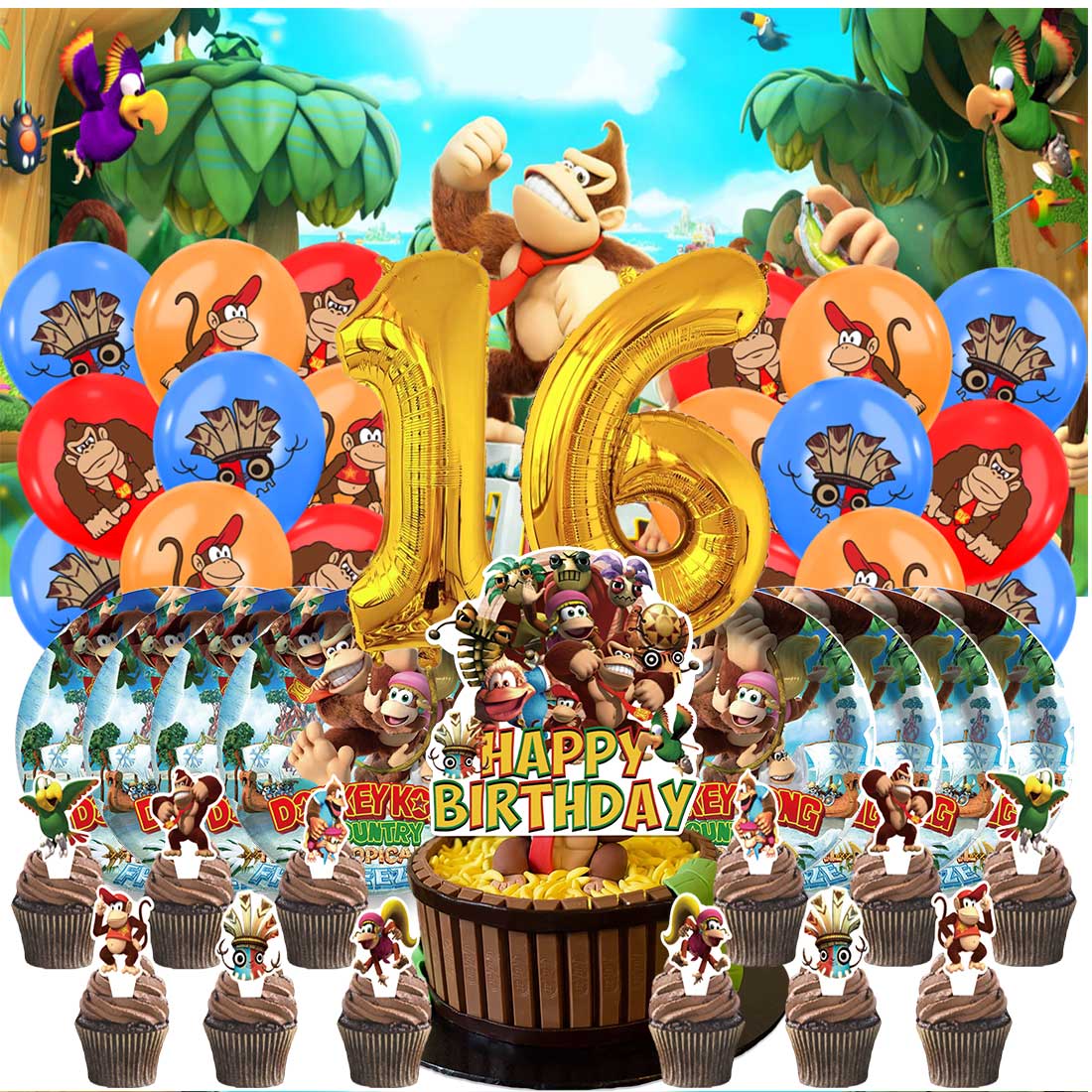 Donkey Kong Country Balloons Party Supplies 16th Decor Tableware ...