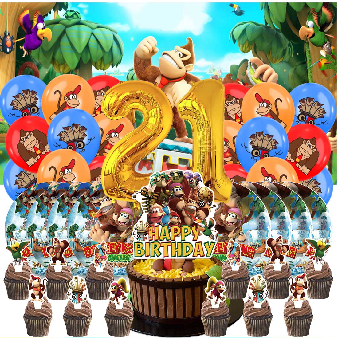 Donkey Kong Country Balloons Party Supplies 21th Decor Tableware ...