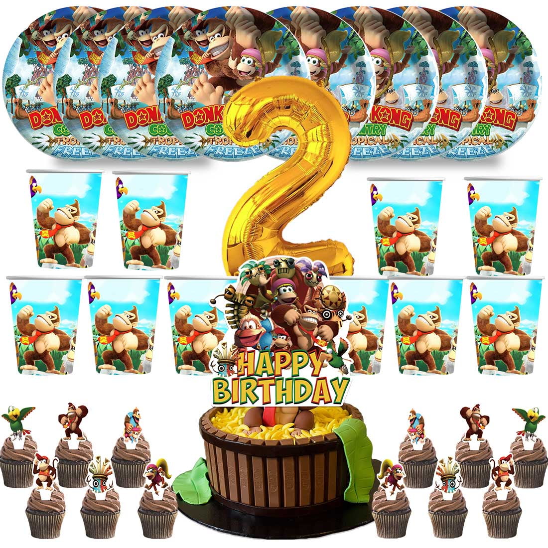 Donkey Kong Country Birthday 2nd Cups Party Supplies Plates Fans ...