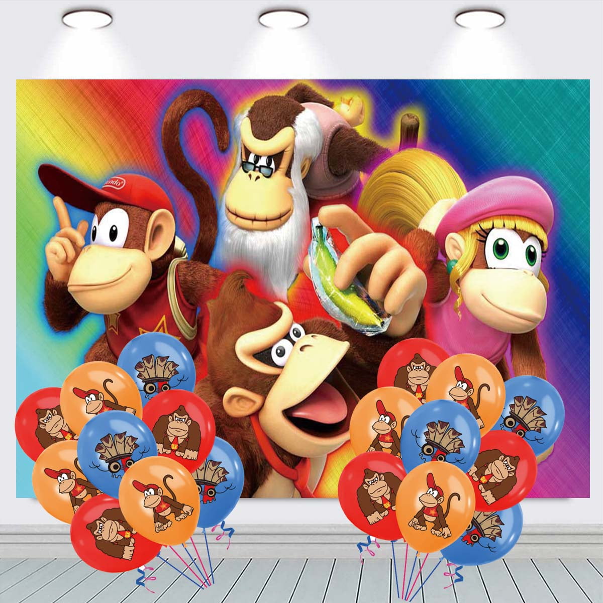 Donkey Kong Country Birthday Balloons Party Supplies Banner Backdrop ...