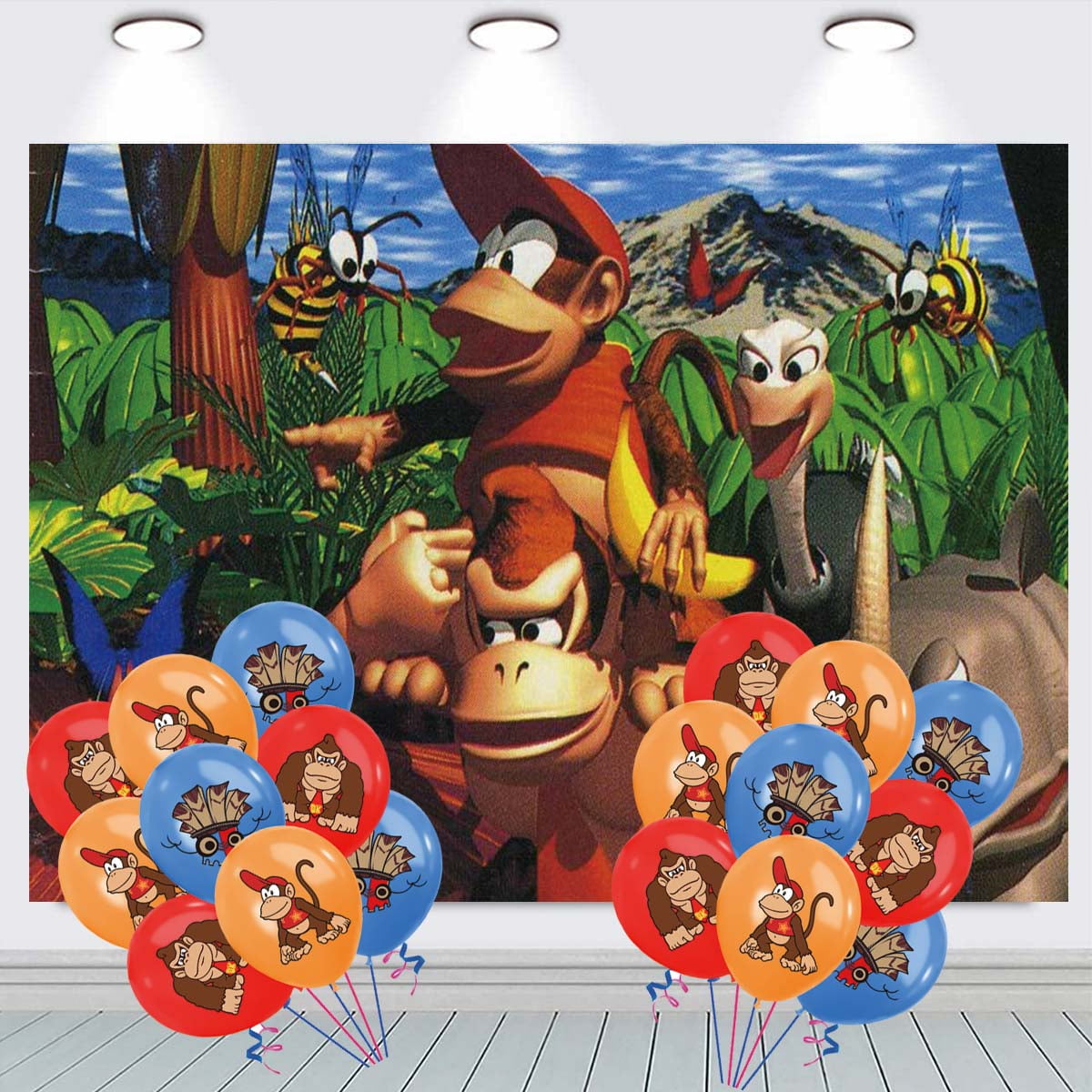 Donkey Kong Country Party Decorations Backdrop Banner Balloons ...