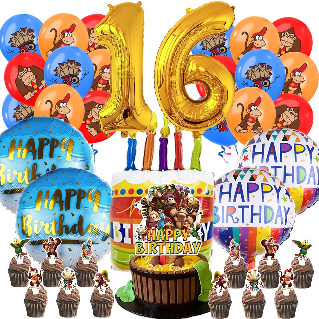 Donkey Kong Country Party Supplies 16th Decor Kit Balloons Birthday ...