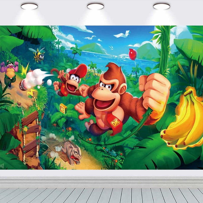 Donkey Kong Country Party Supplies Background Backdrop Taspestry Banner ...